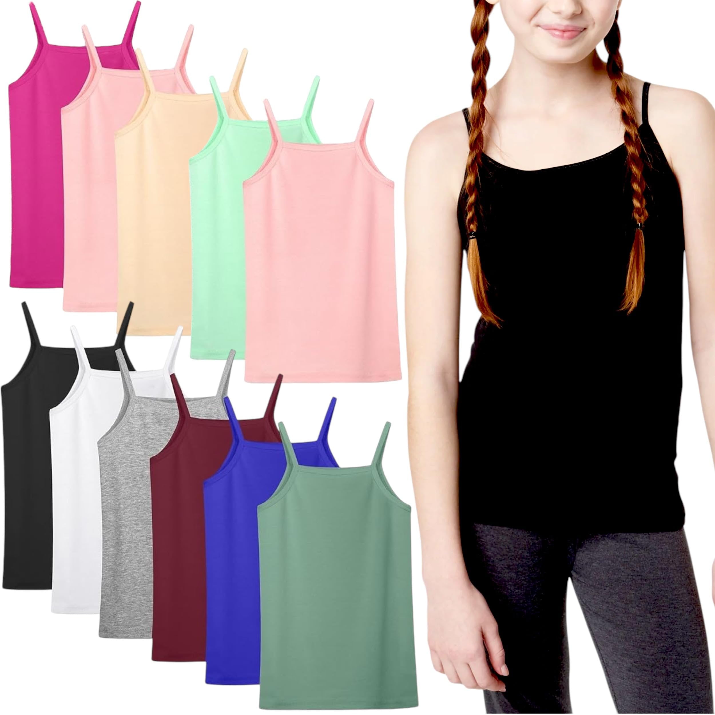 ToBeInStyle Girl's Pack of 6 Randomly Selected Cami Style Tank Tops ...