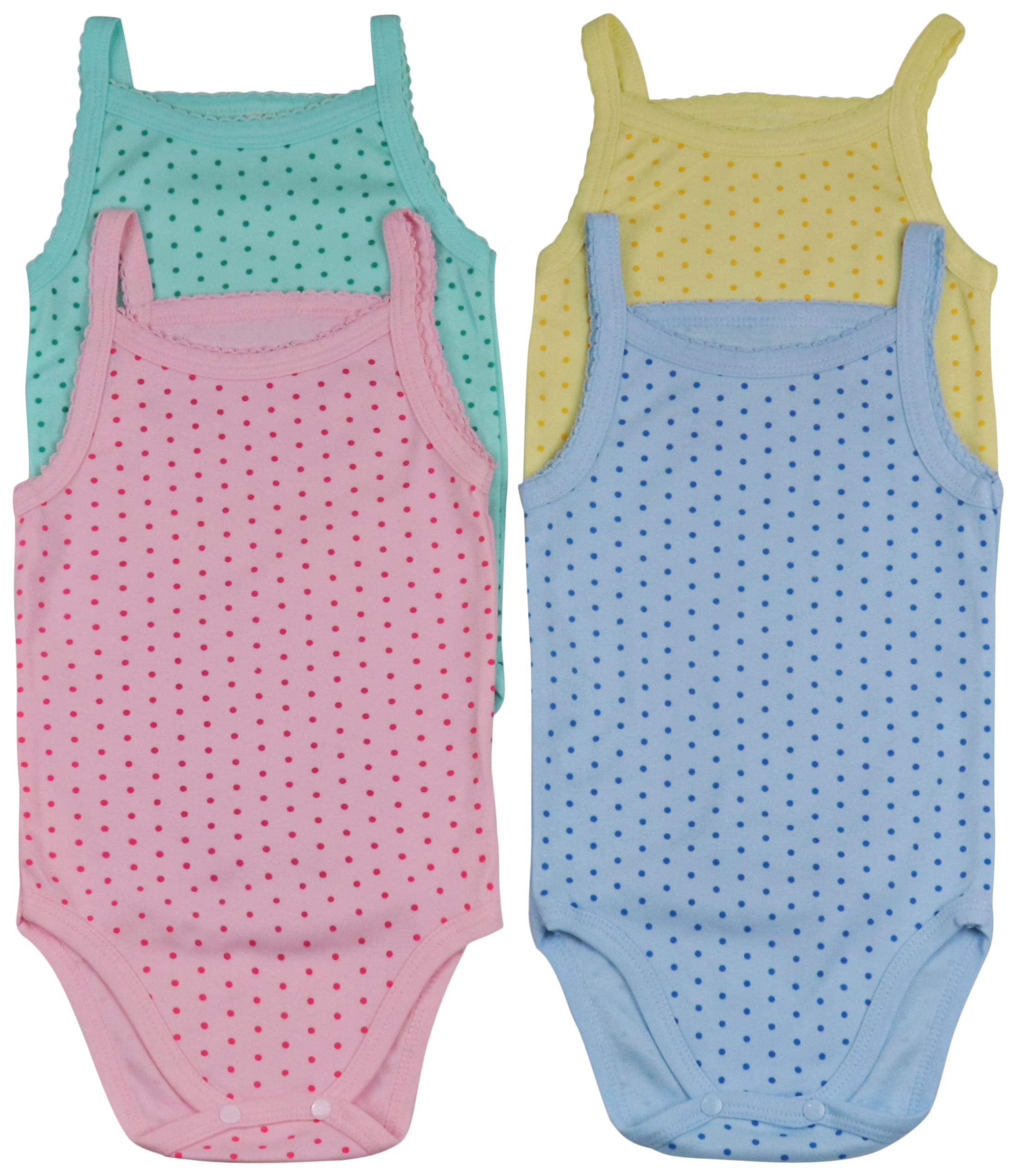 ToBeInStyle Girls' Pack of 4 Ultra-Soft Cotton Spaghetti Strap Baby ...