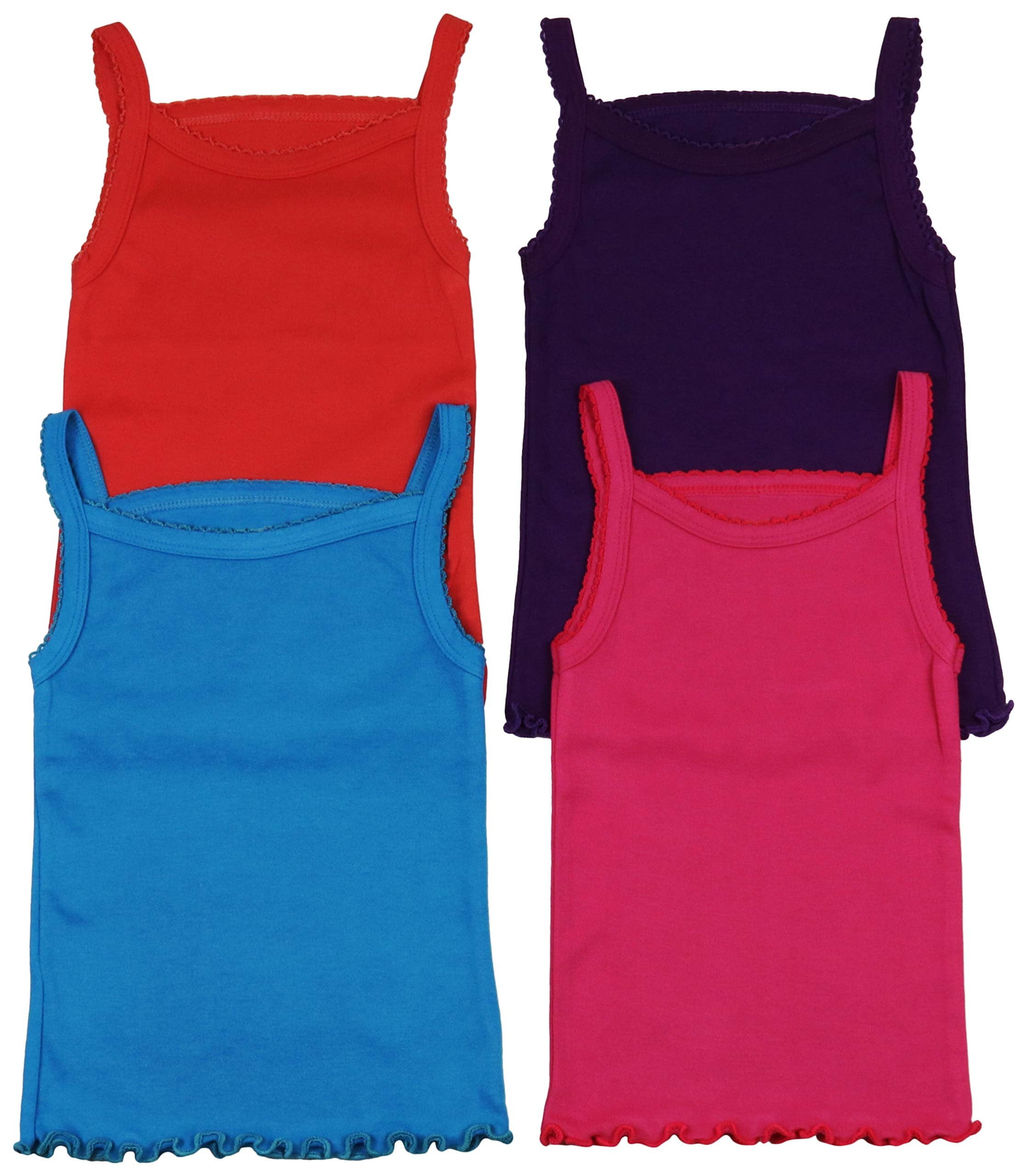 ToBeInStyle Girls' Pack of 4 Ultra-Soft Cotton Spaghetti Strap Cami ...