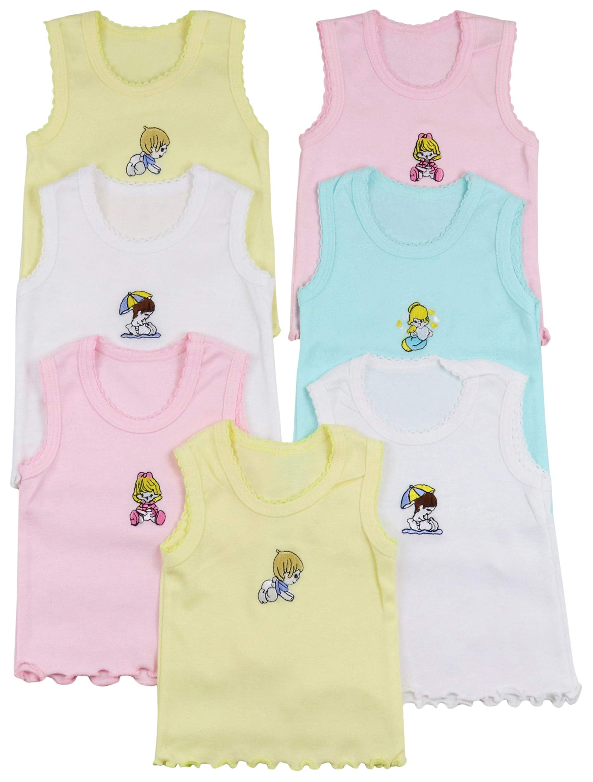 ToBeInStyle Girls' Pack of 4 Ultra-Soft Cotton Tank Tops w/ Ruffle Hem ...