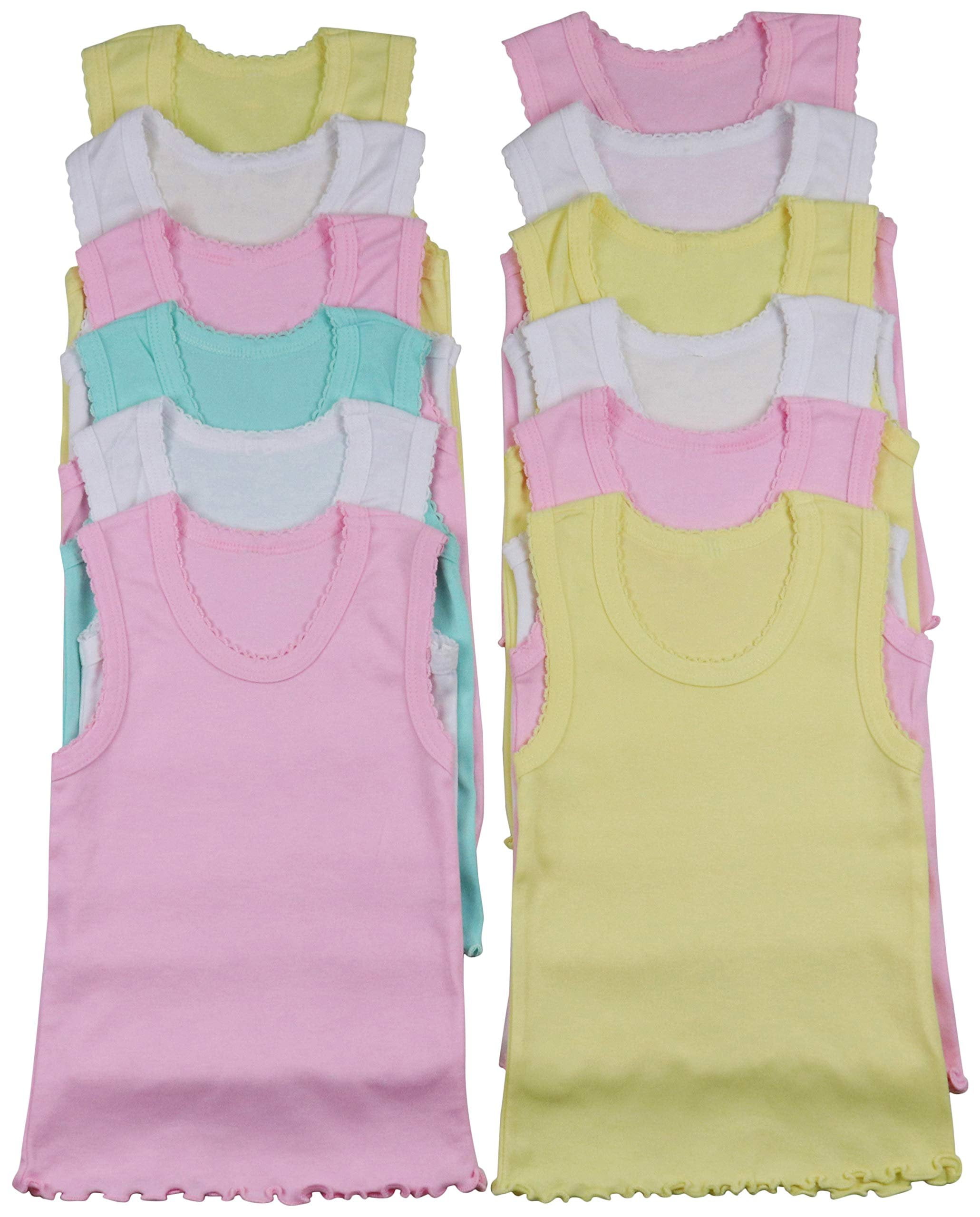 ToBeInStyle Girls' Pack of 4 Ultra-Soft Cotton Tank Tops w/ Ruffle Hem ...