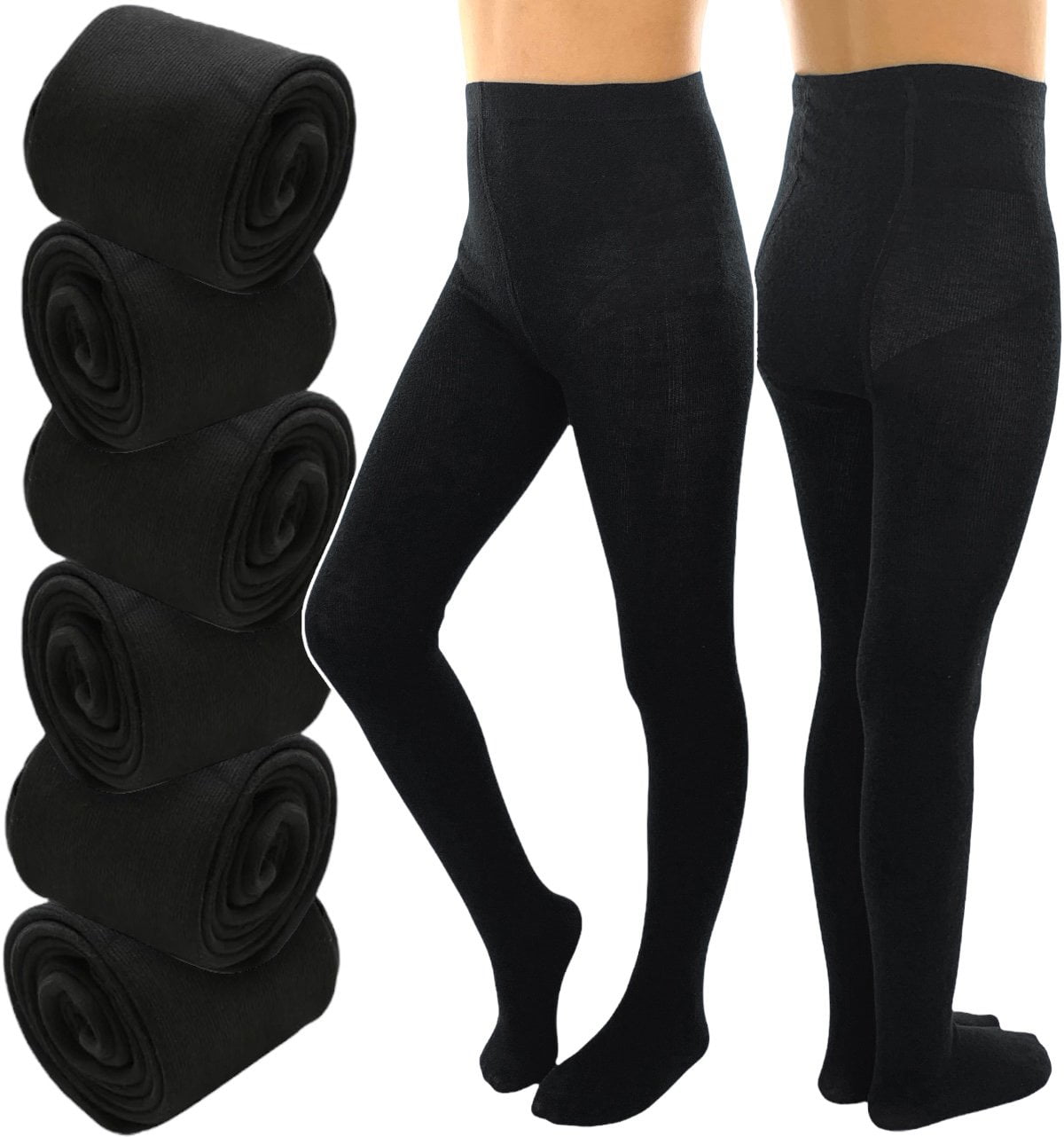 ToBeInStyle Girls' Assorted Warm Winter Tights - Pack of 6 Classic Pull ...