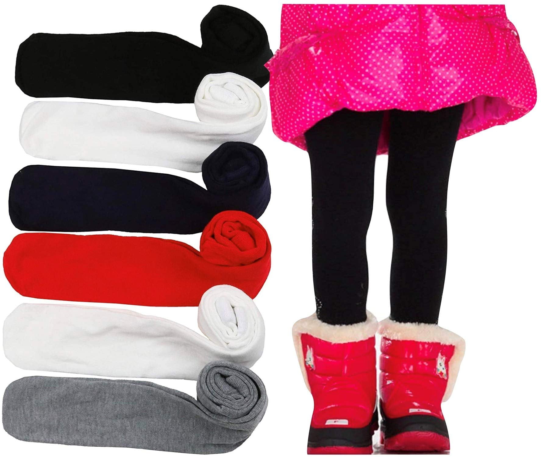 ToBeInStyle Girls' Pack of 6 Full Length Footed Winter Knit Acrylic ...