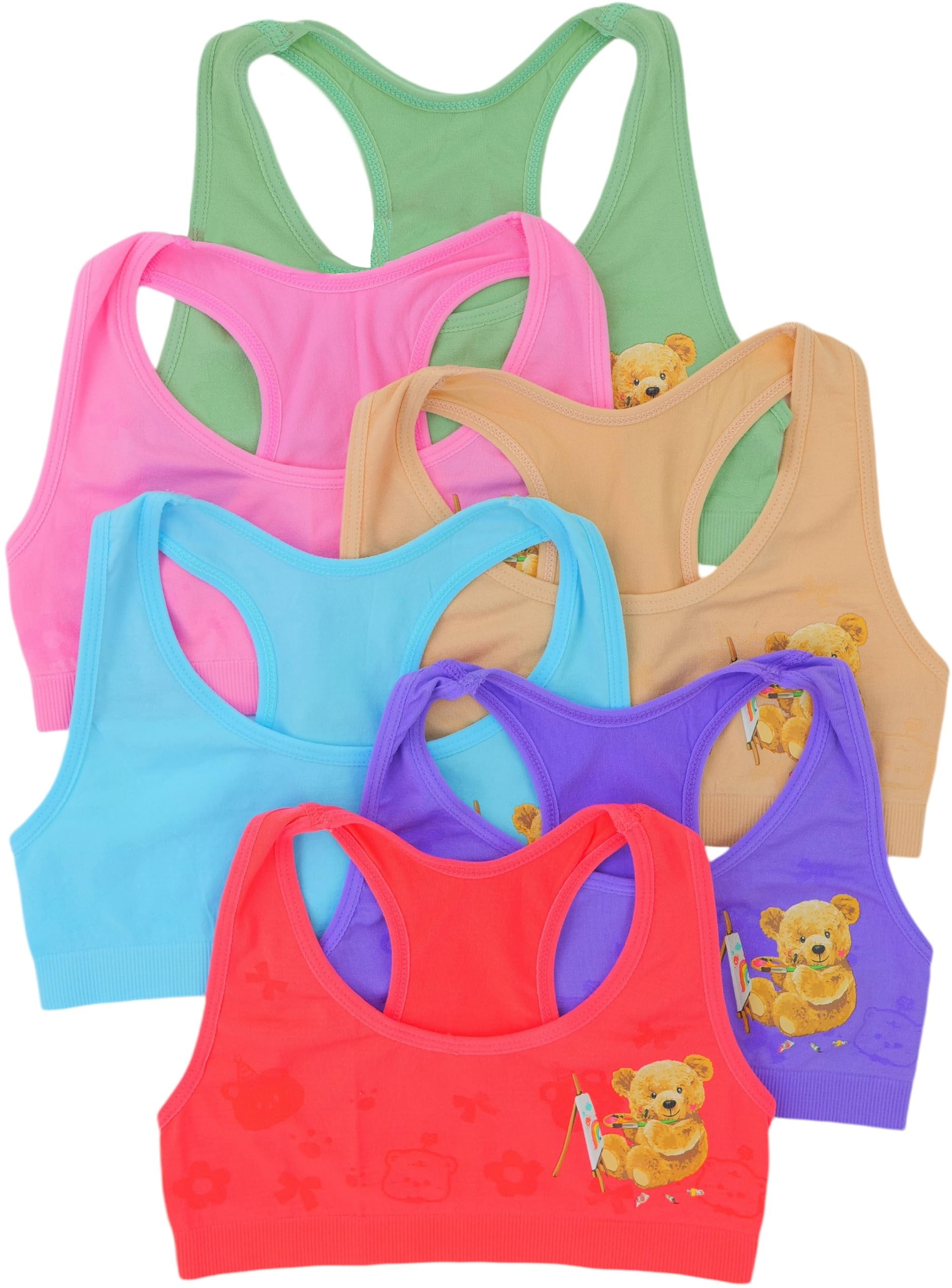 ToBeInStyle Girls Pack of 6 Fun Print Racerback Training Bras Top Wire ...