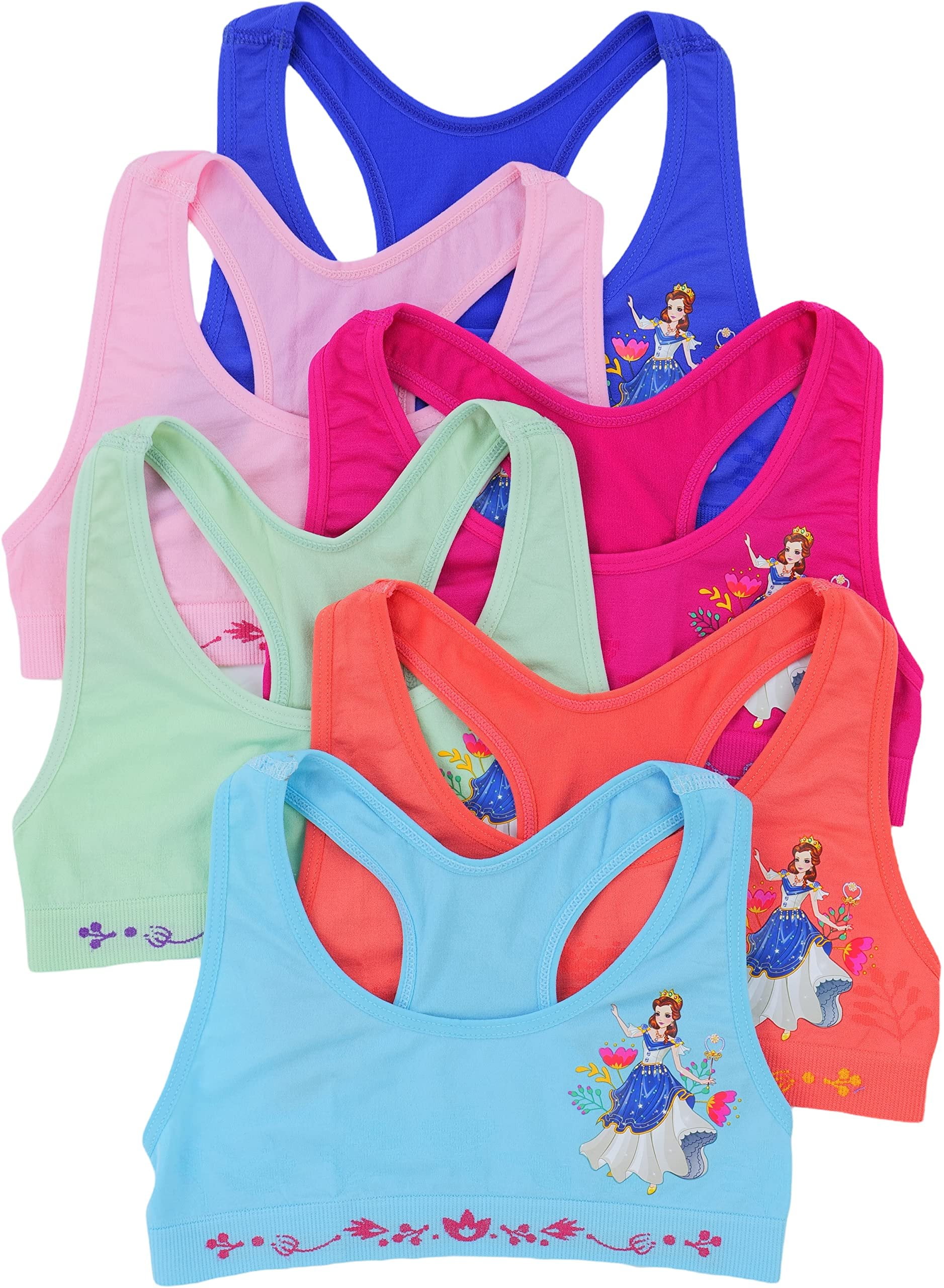 ToBeInStyle Girls Racerback Training Bras, Pack of 6, Blue Floral ...