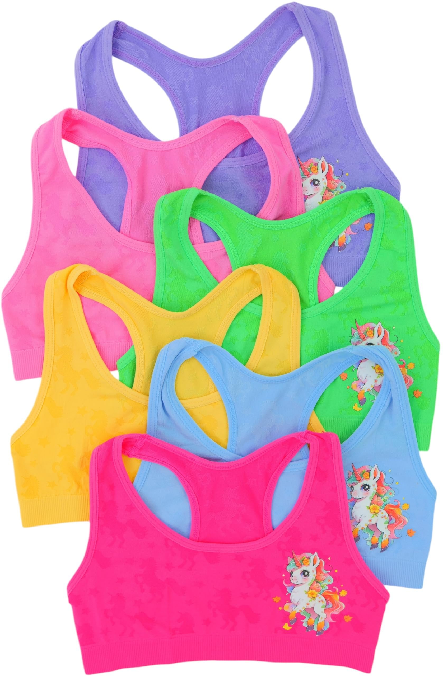 ToBeInStyle Girls Pack of 6 Fun Print Racerback Training Bras Top Wire ...