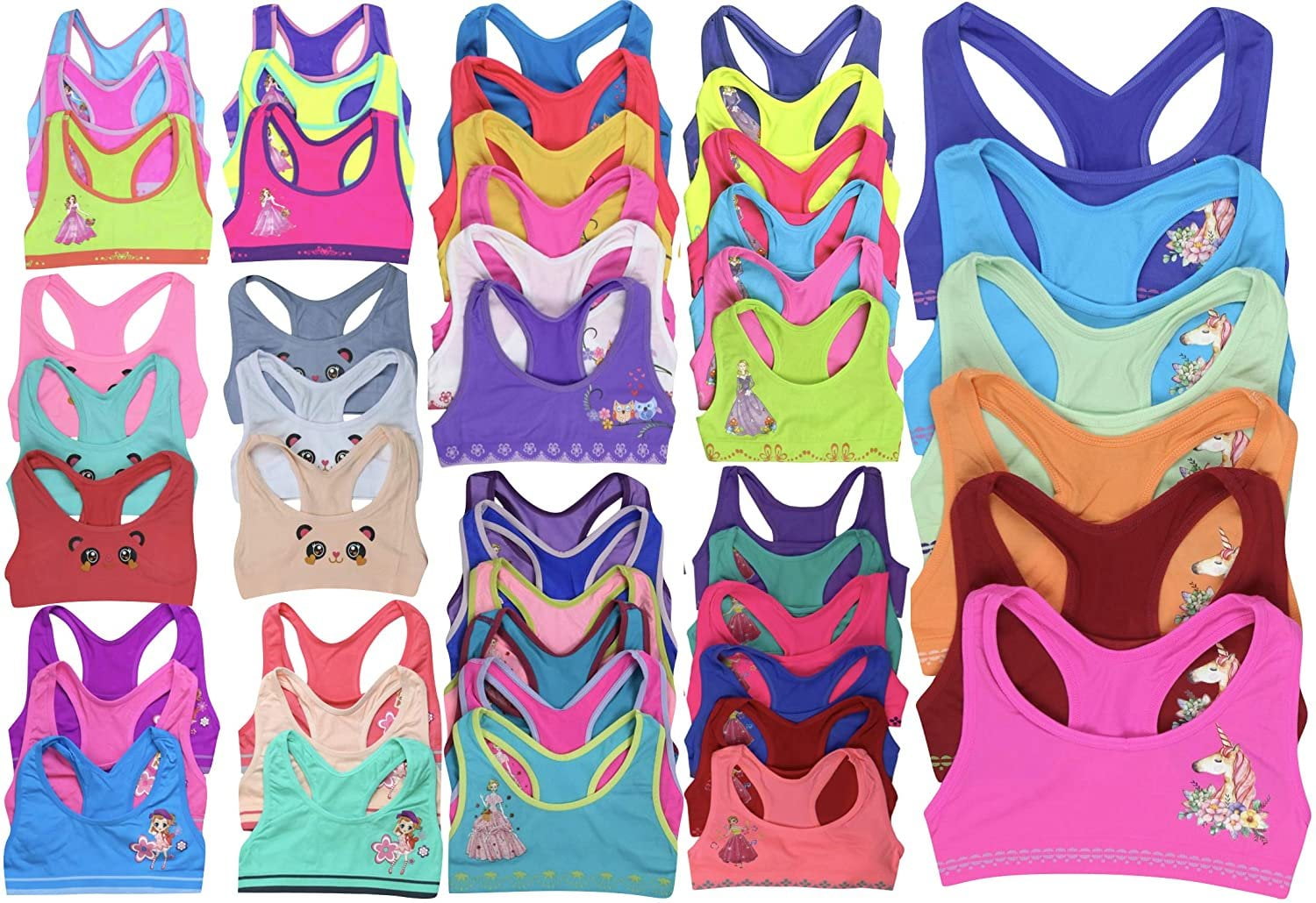 ToBeInStyle Girls' Pack of 6 Mystery Racerback Training Bras Tops ...