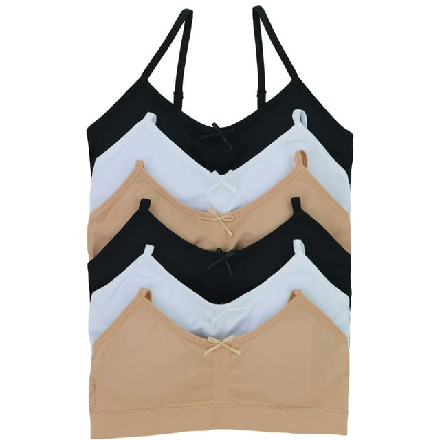 ToBeInStyle Girls' Pack of 6 Trainer Sports Bras - Basic, Padded with ...