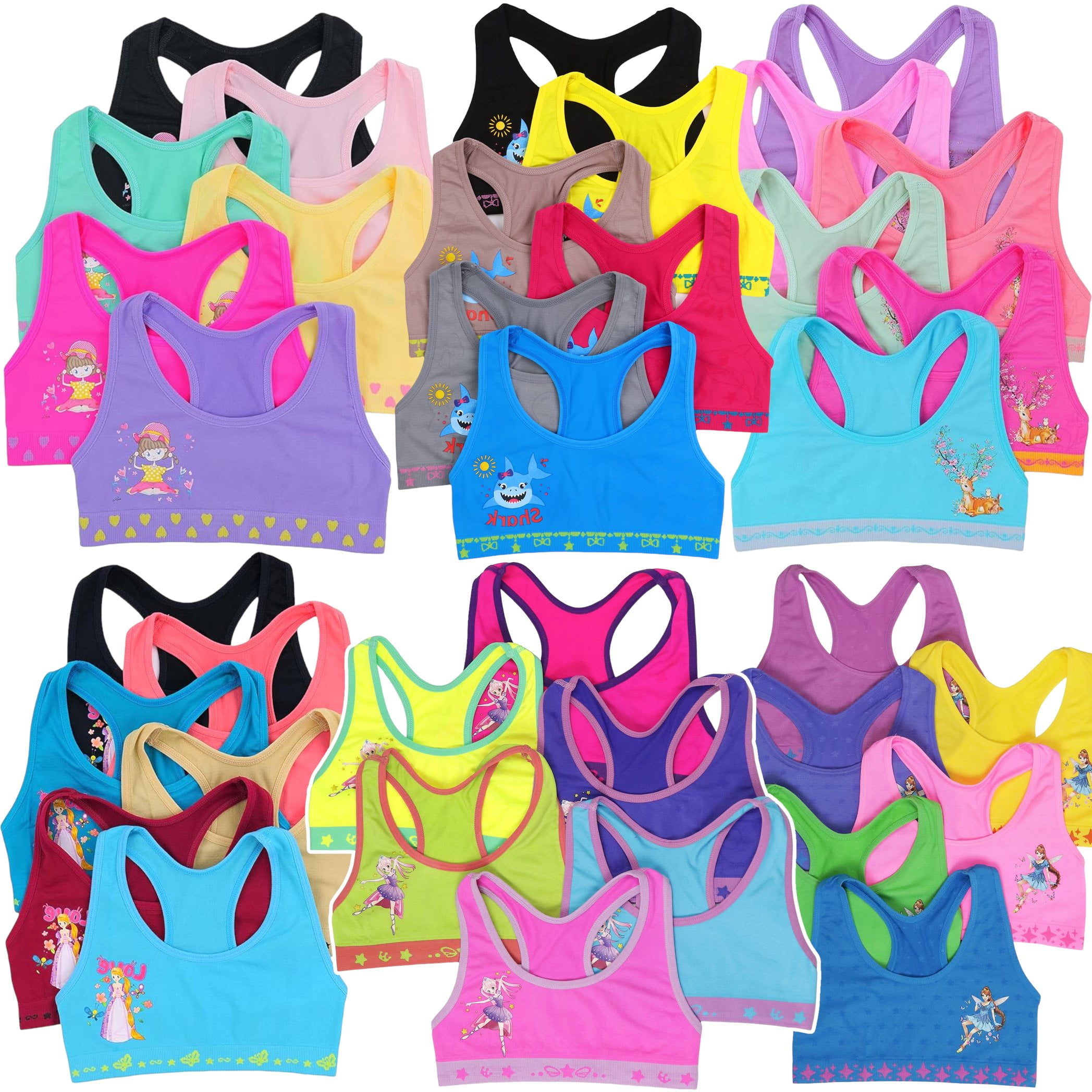 ToBeInStyle Girls' Pack of 6 Mystery Racerback Training Bras Tops ...