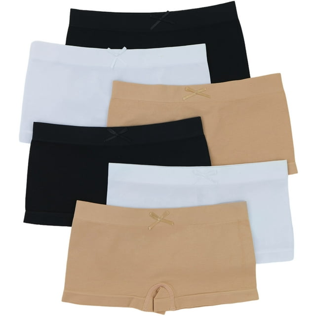 ToBeInStyle Girls' Pack of 6 Solid Seamless Junior Boyshorts Underwear ...