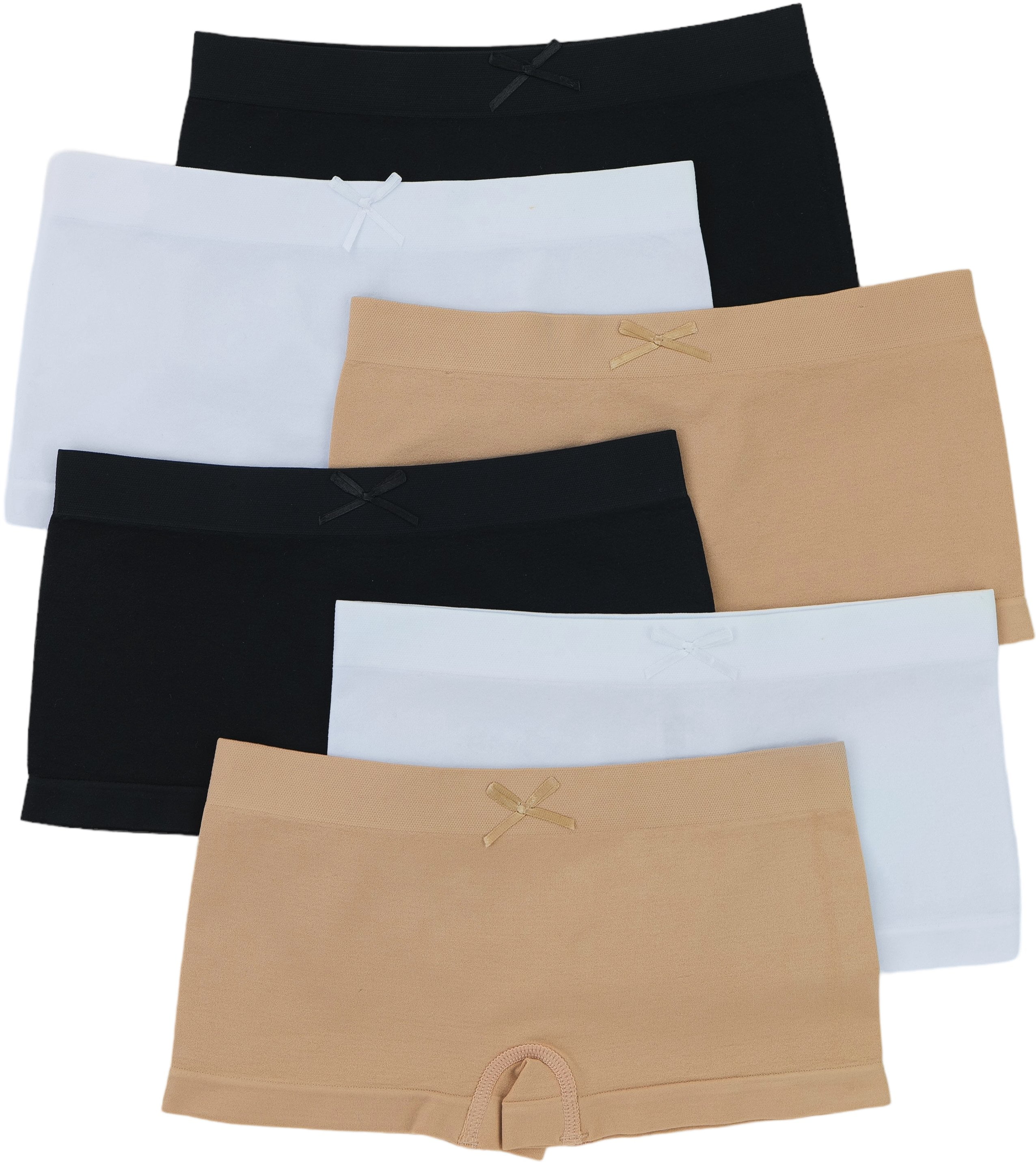 ToBeInStyle Girls Seamless Boyshorts, Pack of 6, Solid Colors, Junior ...