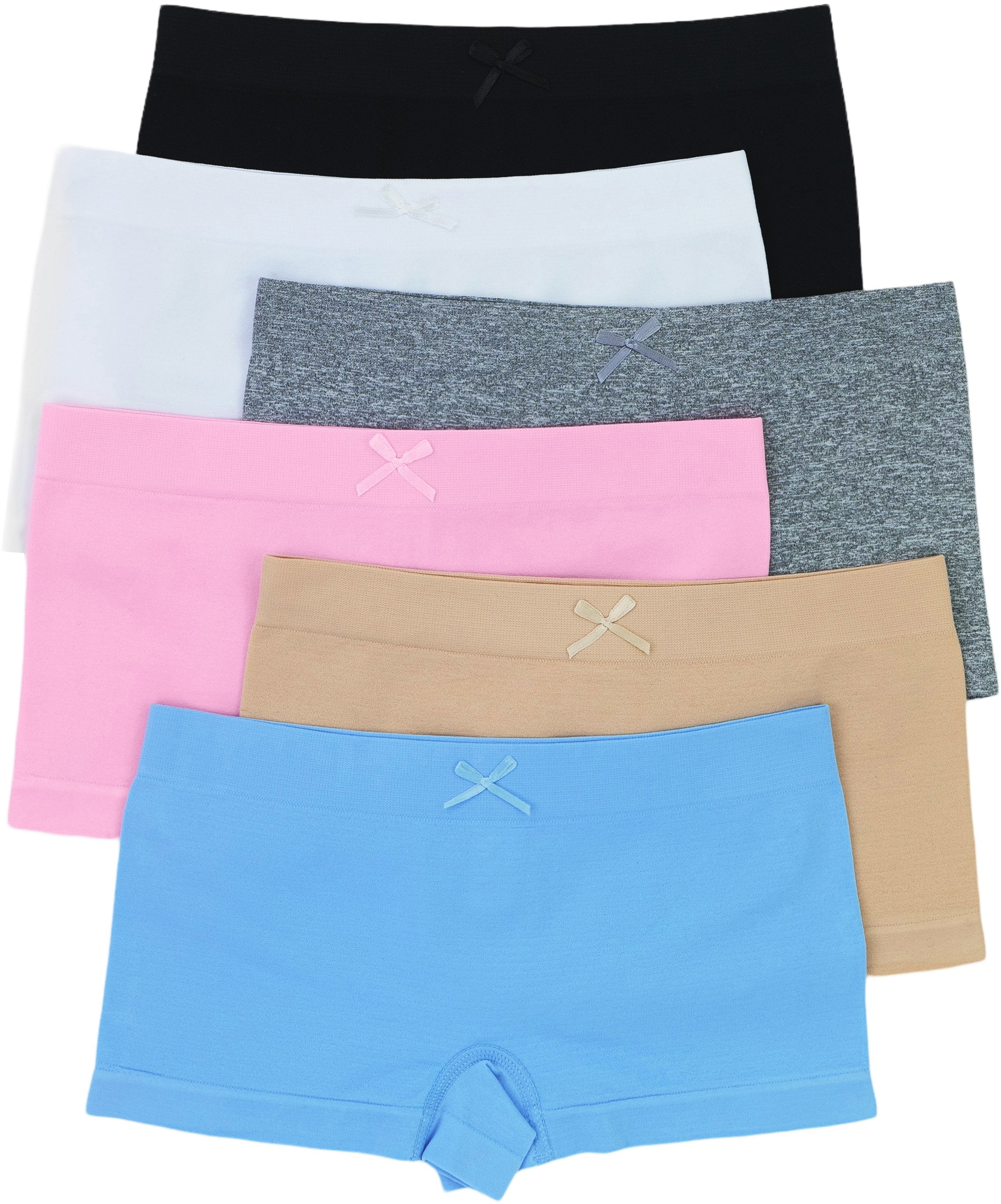 ToBeInStyle Girls' Pack of 6 Solid Seamless Boyshorts Underwear for ...