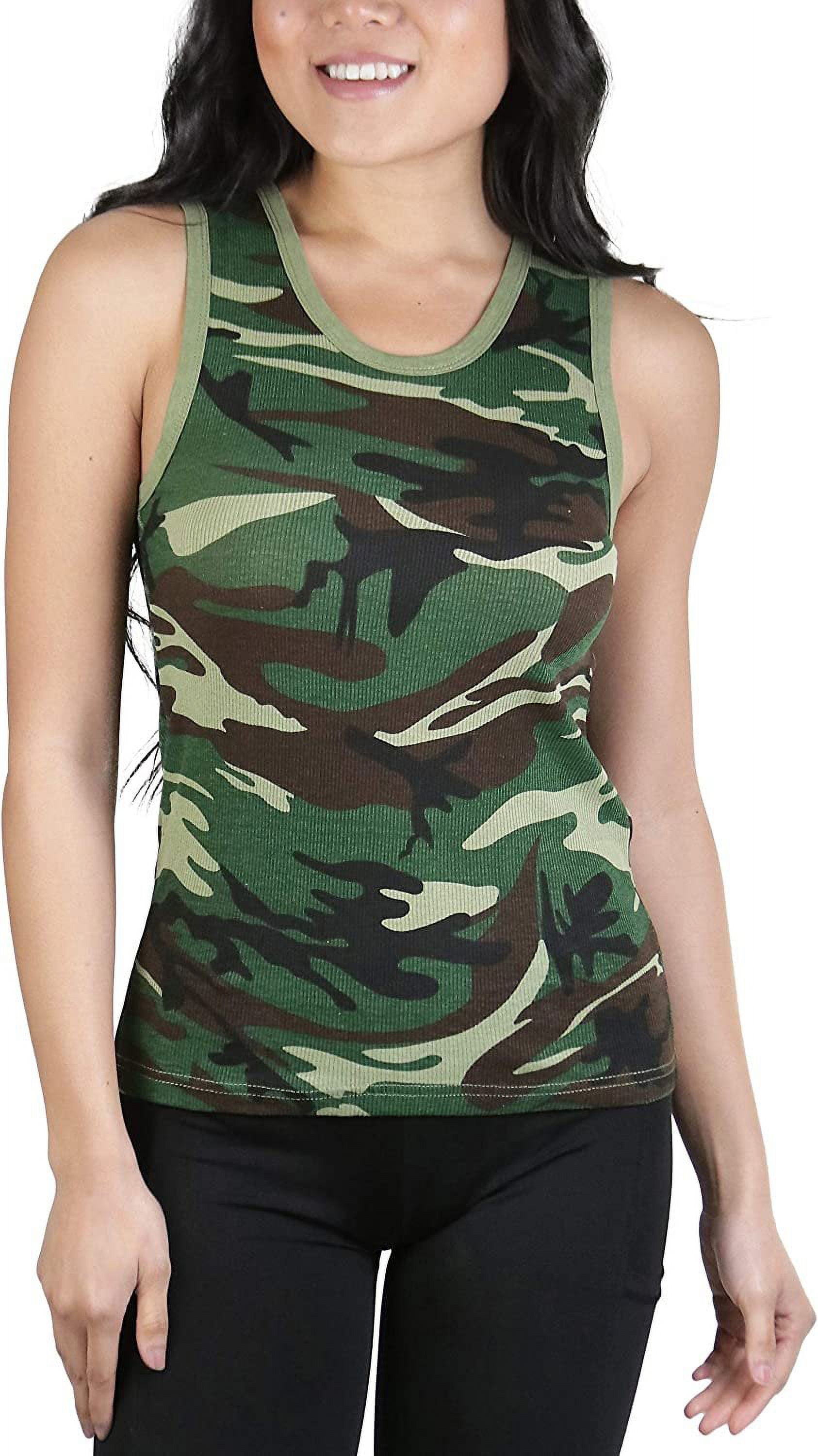 ToBeInStyle Juniors Camouflage Military Soldier 100% Cotton Casual Tank ...