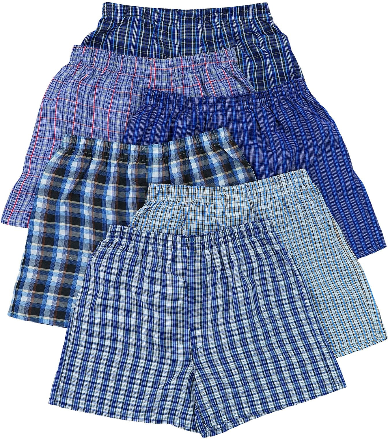 ToBeInStyle Men's 6 Pack Classic Blue Multicolored Woven Boxer Shorts ...