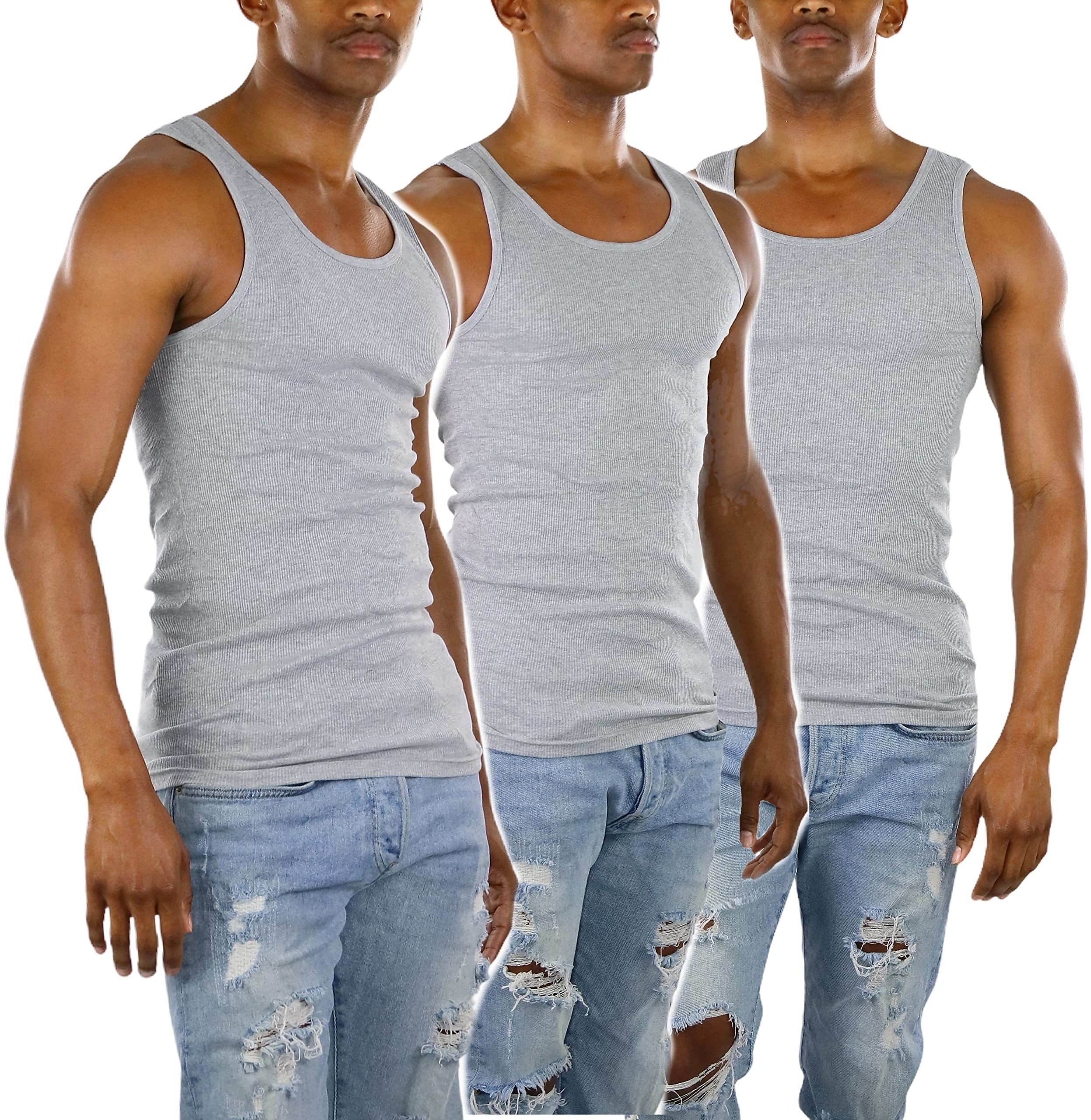 ToBeInStyle Men's A-Shirt Tank Top Muscle Shirt - Gray - 2XL - Walmart.com