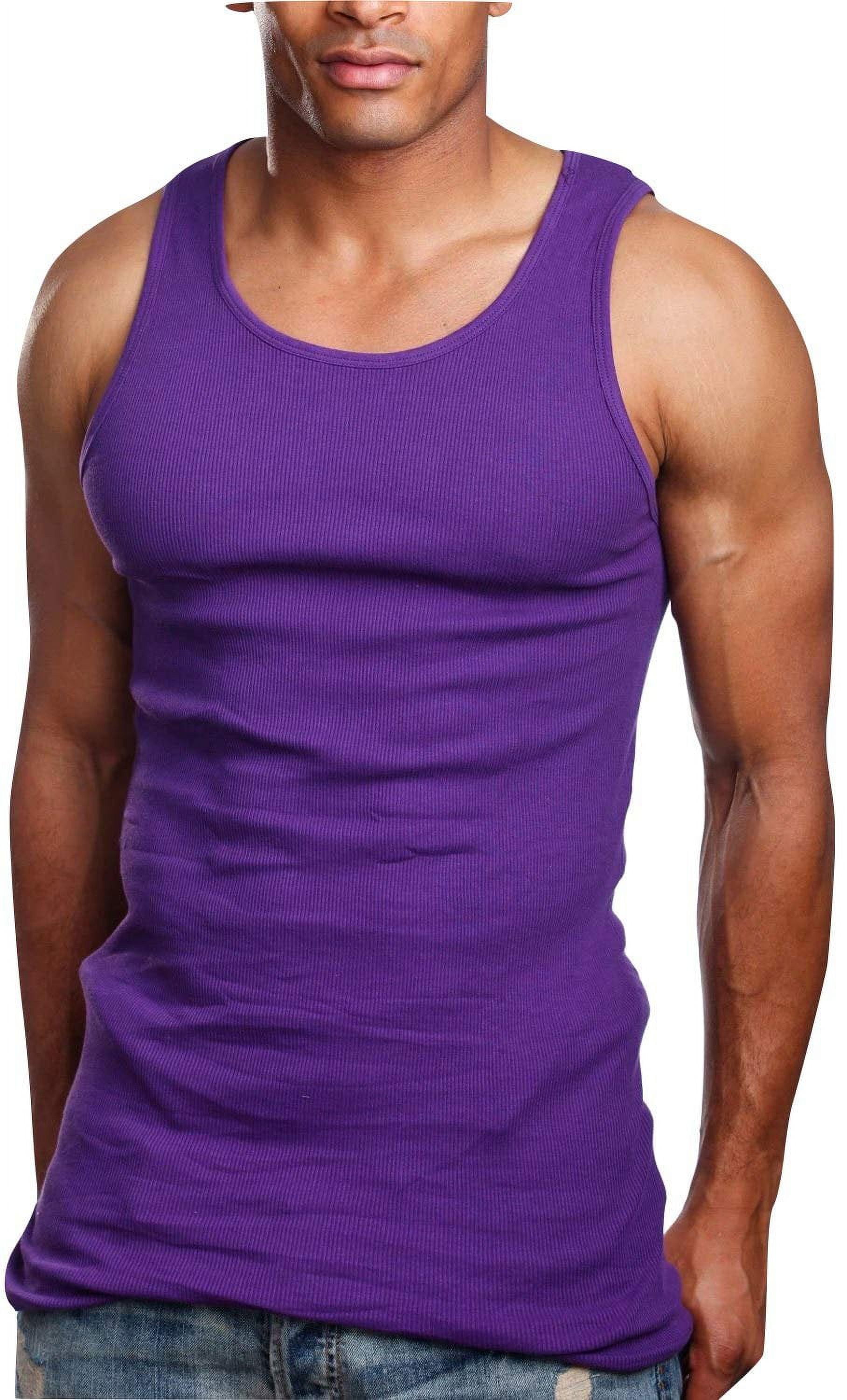ToBeInStyle Men's Sleeveless Cotton A-Shirt Tank Top, Muscle Fit ...