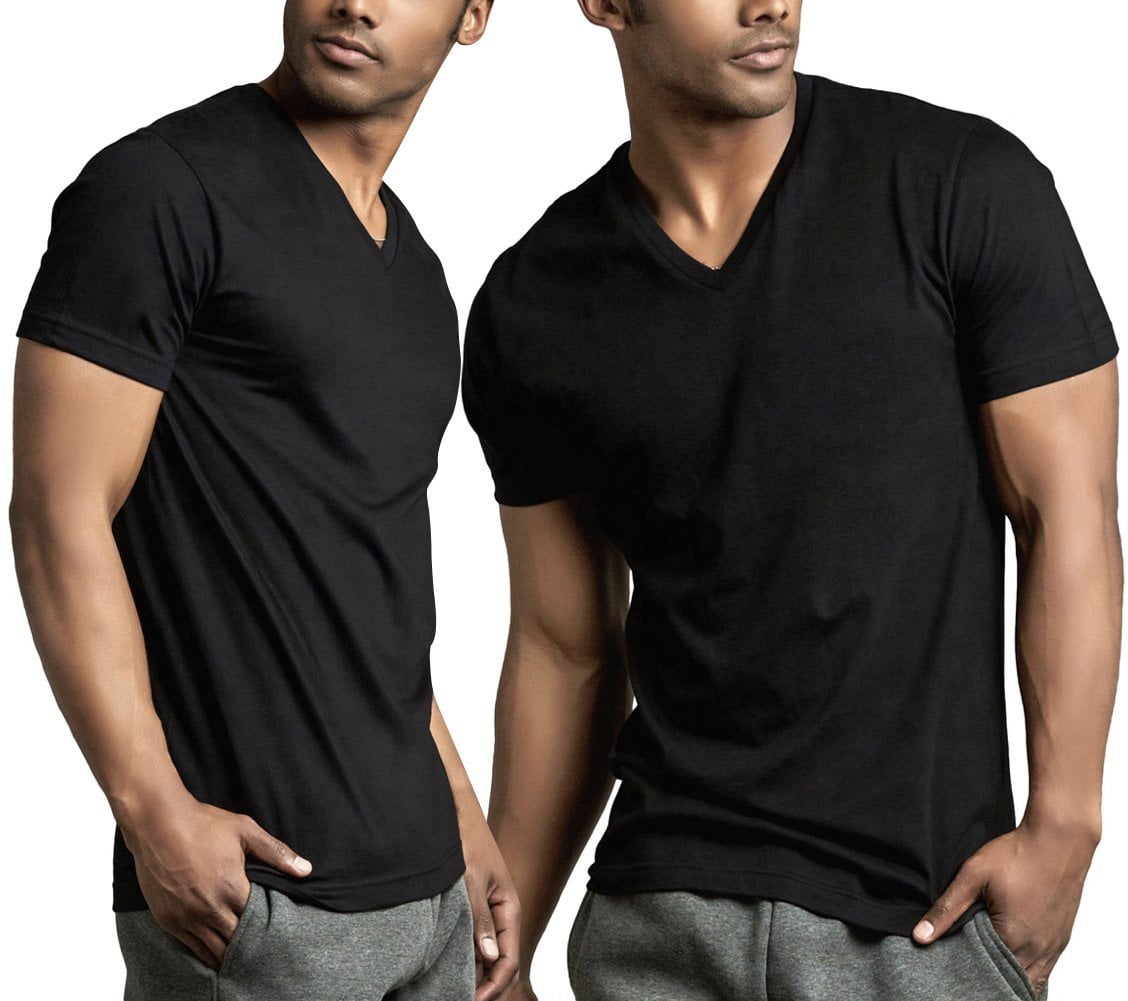 ToBeInStyle Men's Pack of 100% Cotton Short Sleeve V-Neck Tees ...