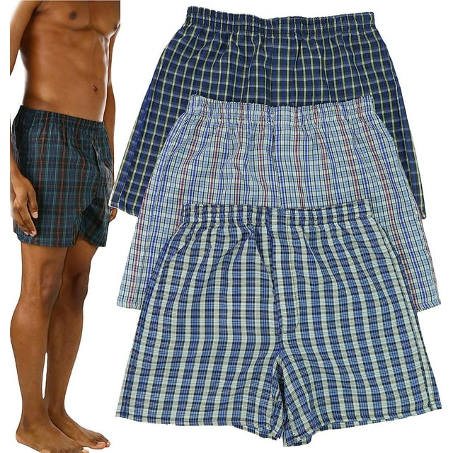 ToBeInStyle Men's Pack of 3 Loose Fit Basic Print Boxer Shorts ...
