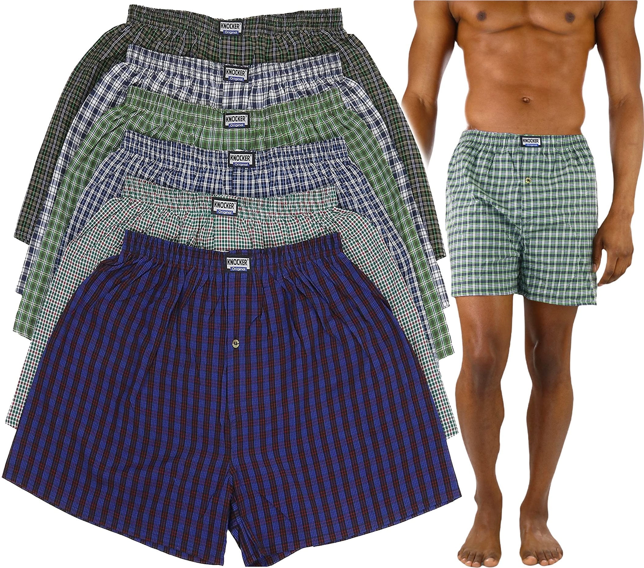 ToBeInStyle Men's Pack of 6 Assorted Classic Fit Tartan Plaid Boxer ...