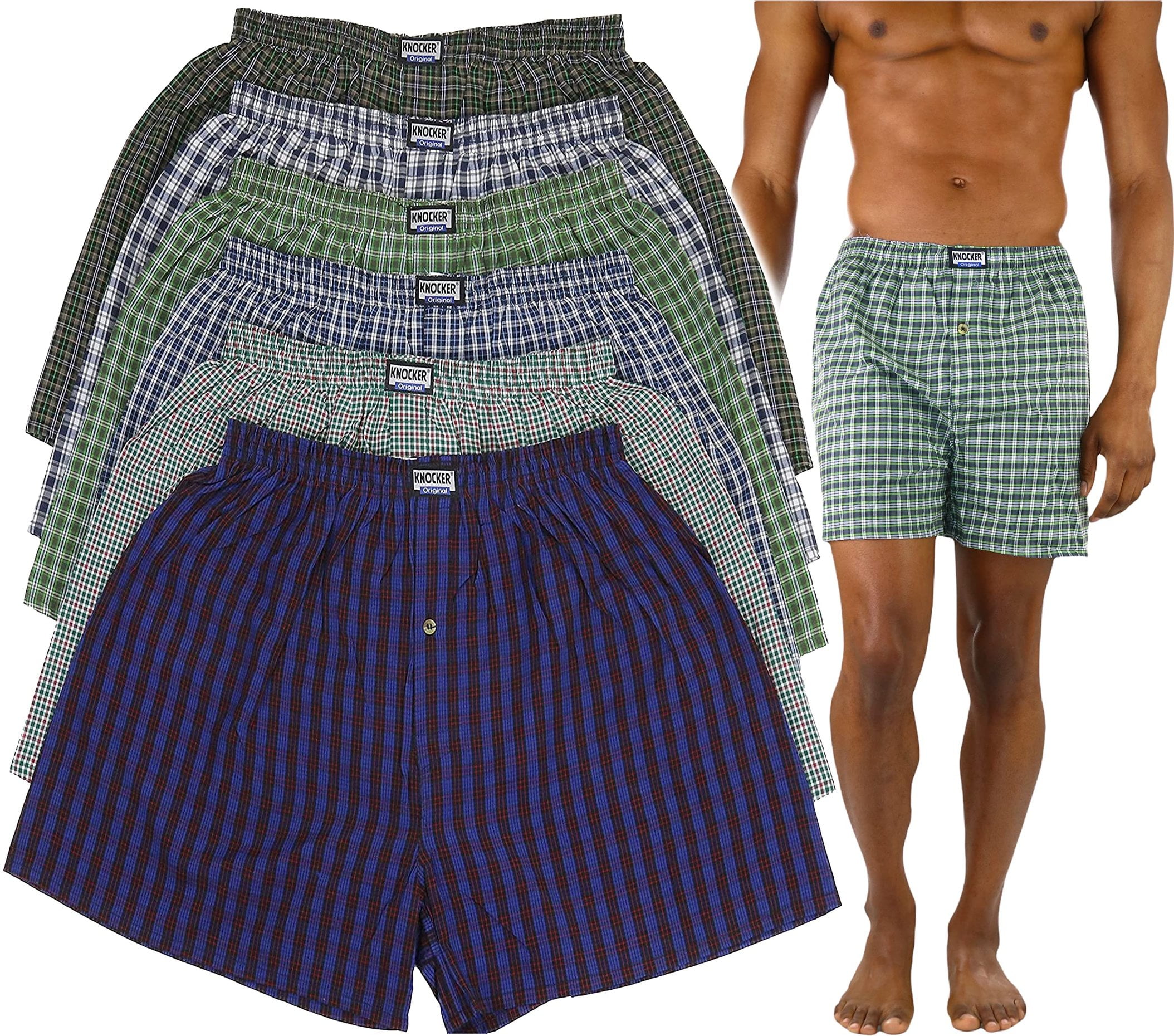 ToBeInStyle Men's Pack of 6 Assorted Classic Fit Tartan Plaid Boxer ...