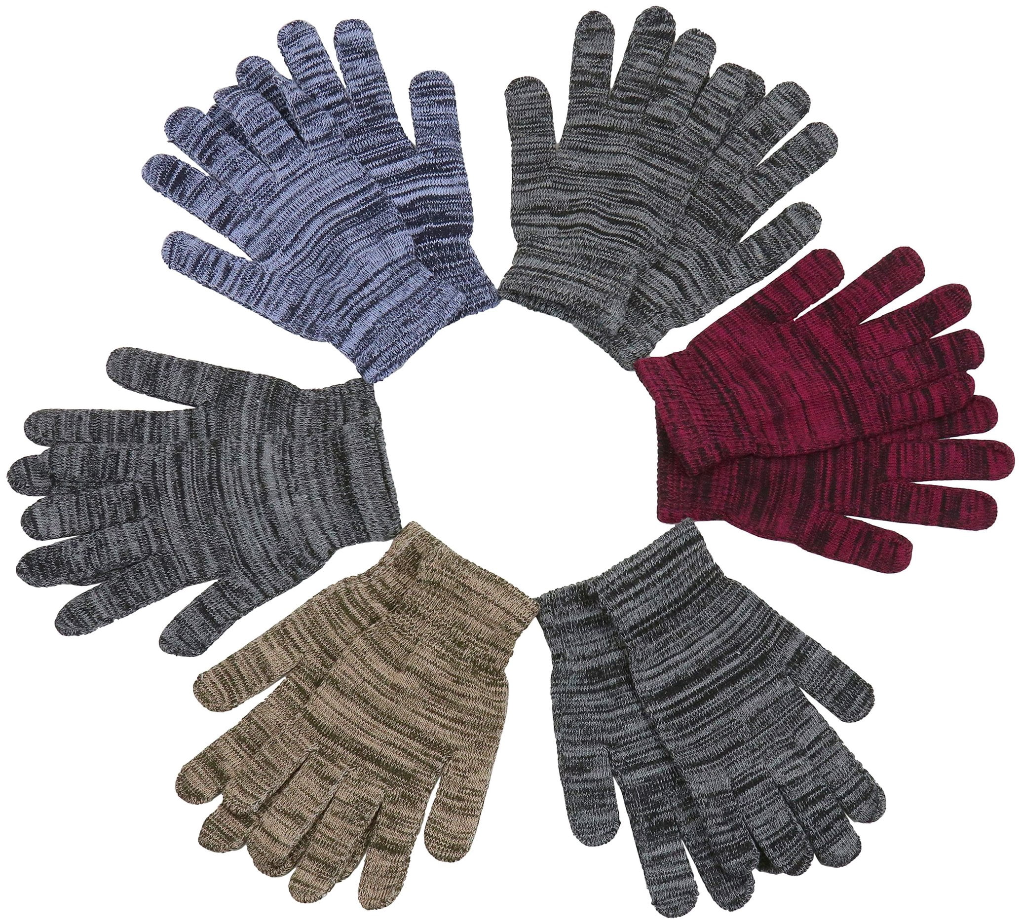 ToBeInStyle Men's Pack of 6 Assorted Magic Gloves - Space Dye - One ...