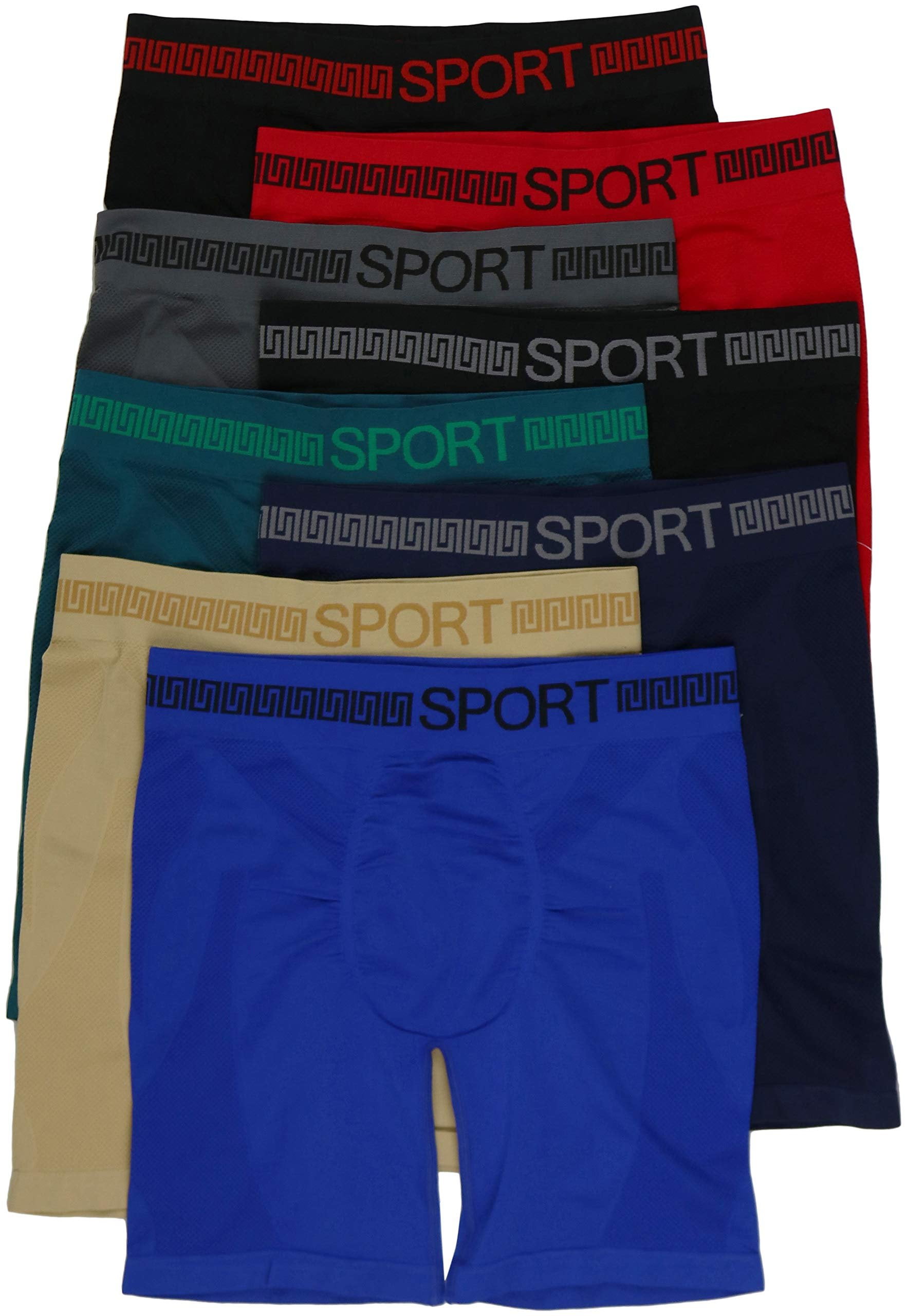 ToBeInStyle Men's 6-Pack Long Leg Boxers with Waistband Design ...