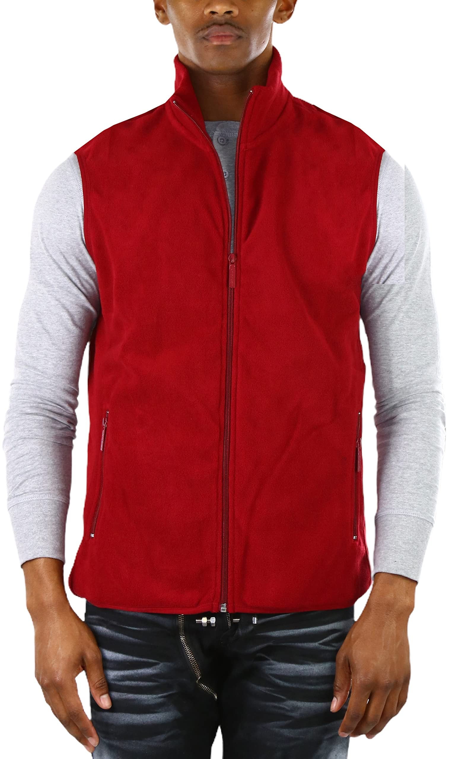 ToBeInStyle Men's Zip Up Sleeveless High Collar Polar Fleece Vest ...