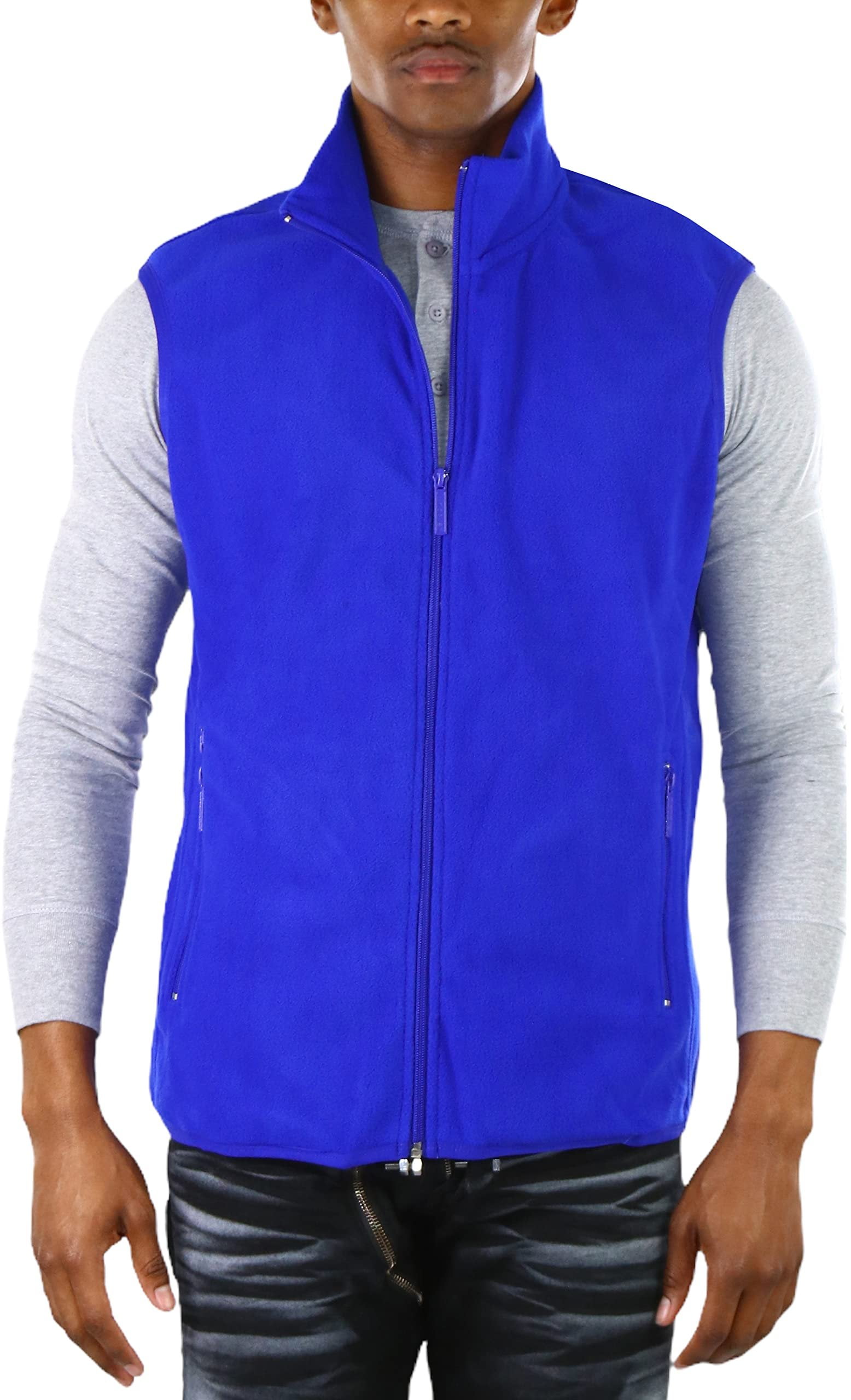 ToBeInStyle Men's Zip Up Sleeveless High Collar Polar Fleece Vest ...