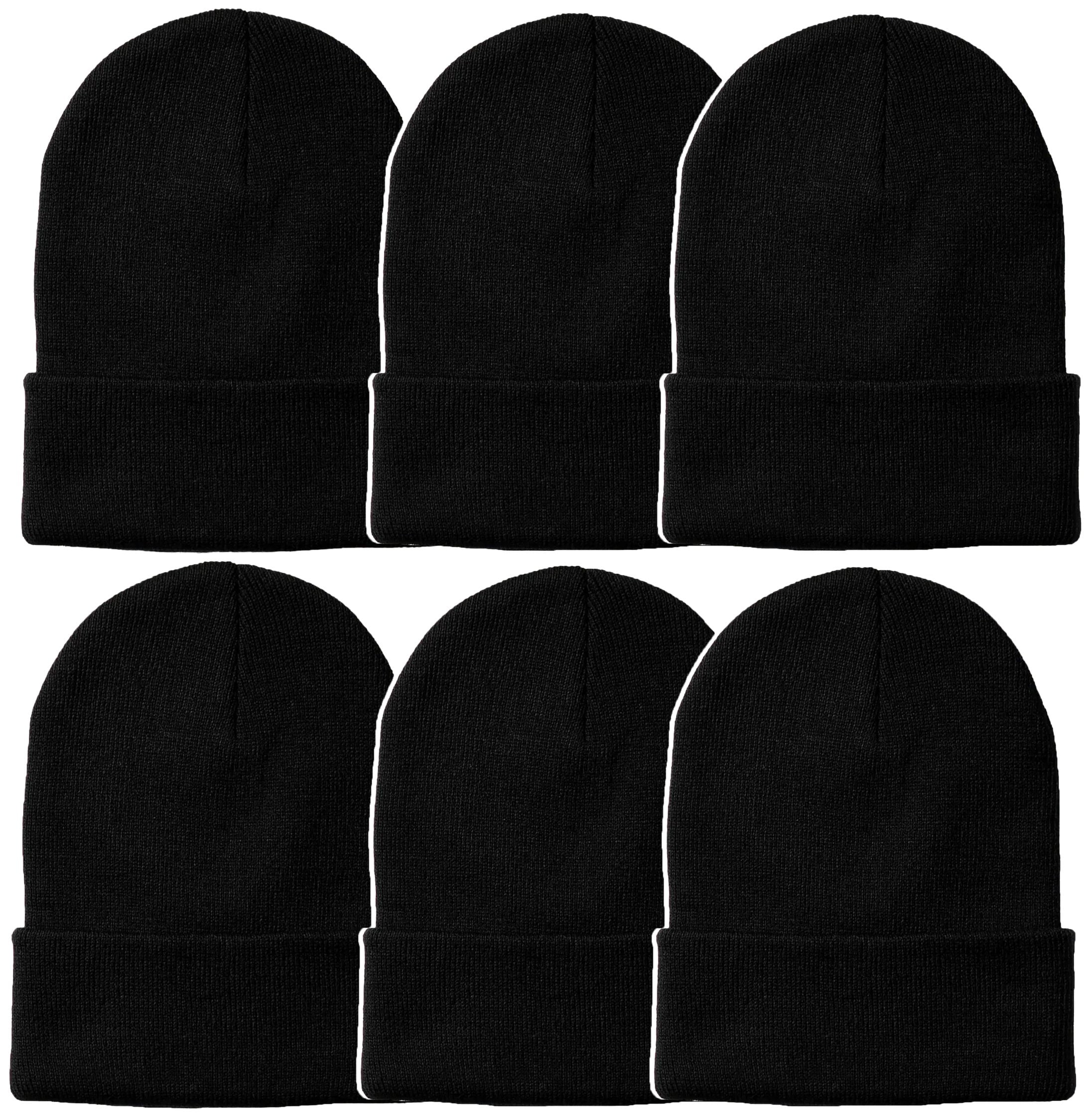 ToBeInStyle Mens Pack of 6 Double Layered Winter Beanies Warm Unisex ...