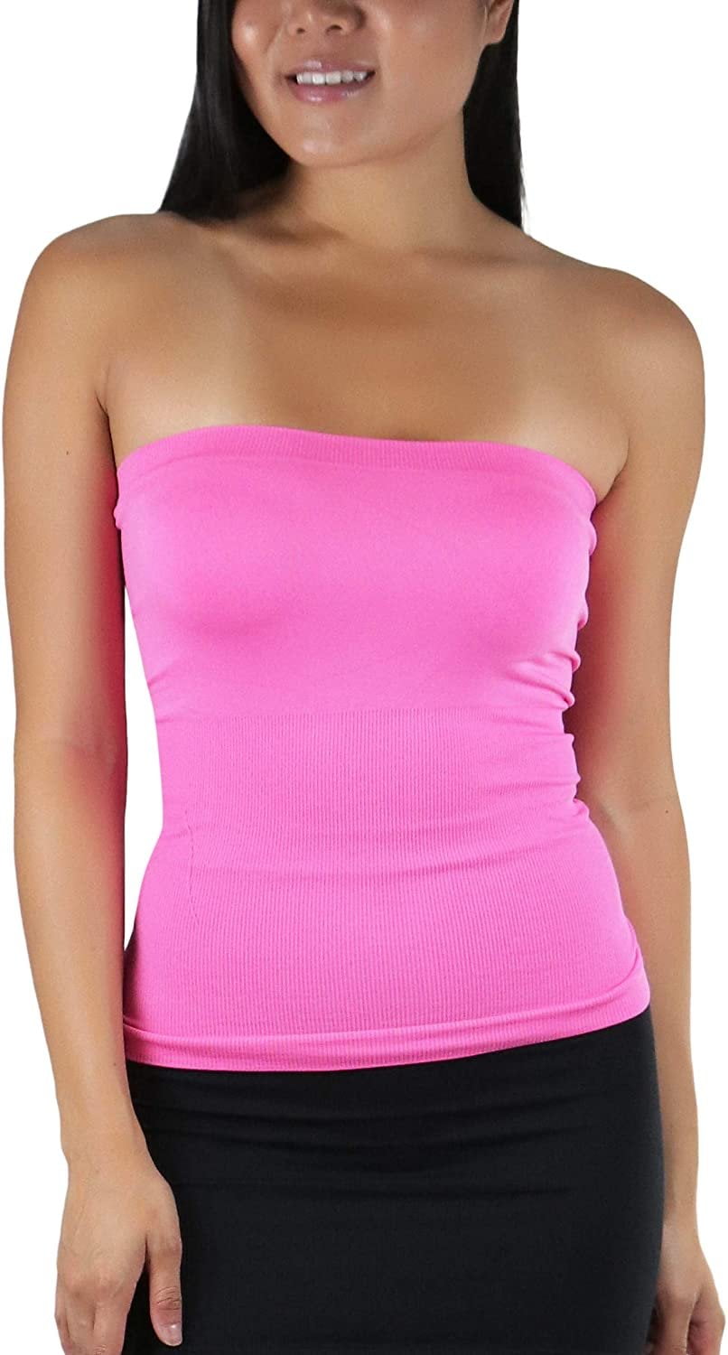 ToBeInStyle Seamless Layering Tube Top with Built-in Shelf Bra ...