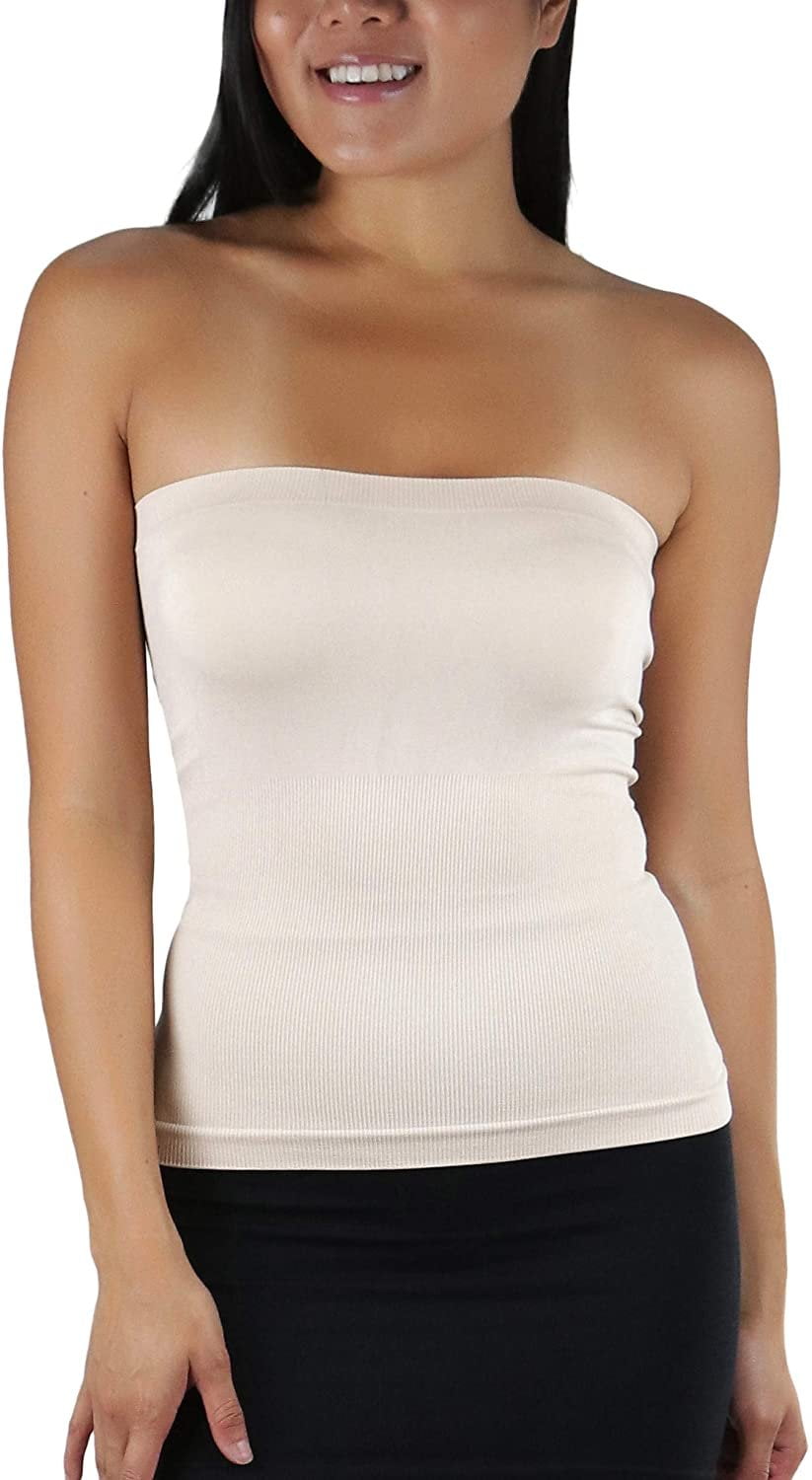 ToBeInStyle Seamless Layering Tube Top with Built-in Shelf Bra ...
