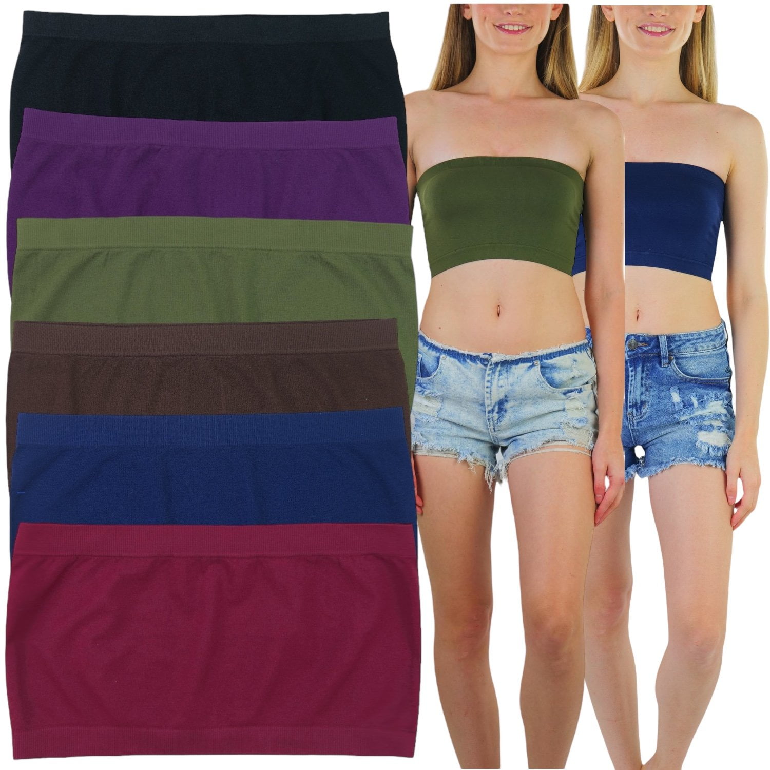 Tobeinstyle Womens 3 Pack Deep Blend Seamless Microfiber Bandeau
