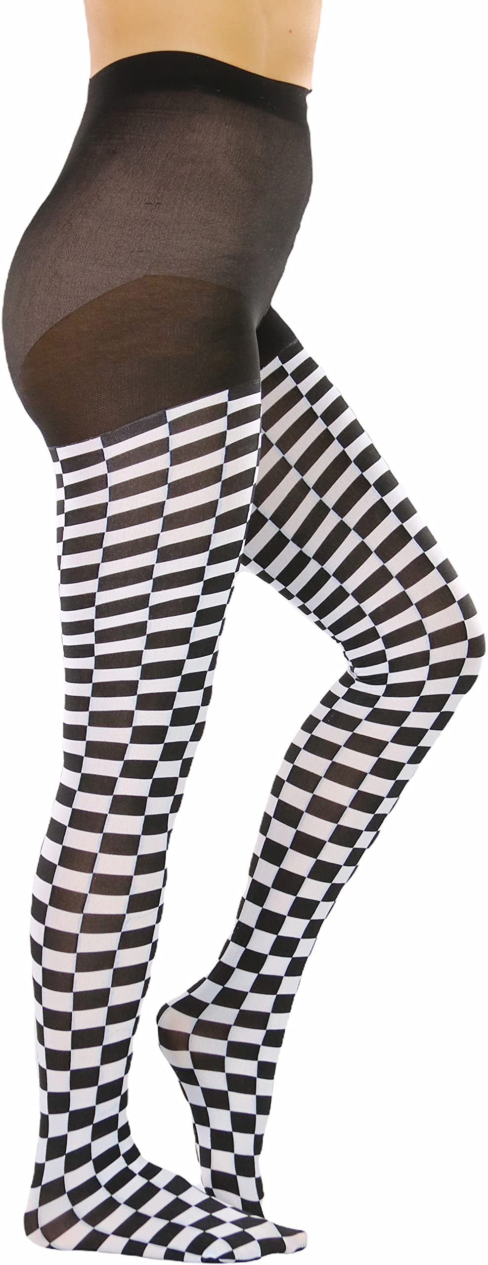 ToBeInStyle Women's Harlequin Checkered Diamond Pattern Opaque Tights ...