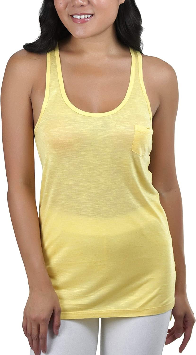 ToBeInStyle Women's Burnout Racerback Active Tank Top - Yellow with ...