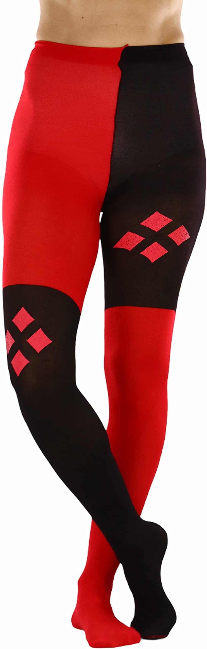 ToBeInStyle Women's Checkered w/ Four Diamonds Print Tights - Red/Black ...