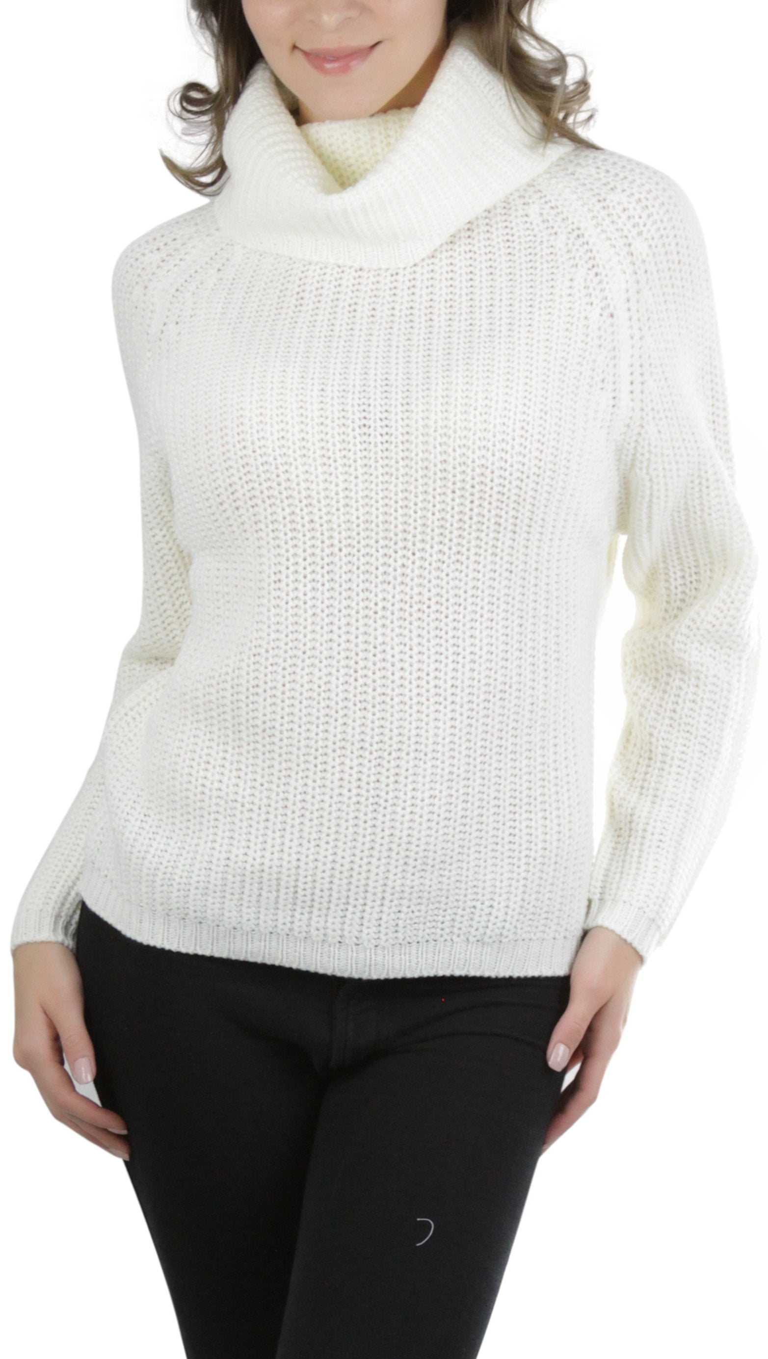 ToBeInStyle Women's Classic Knit Fold Over Turtleneck Pullover ...