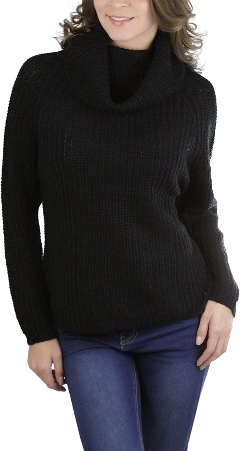 ToBeInStyle Women's Classic Knit Fold Over Turtleneck Pullover ...