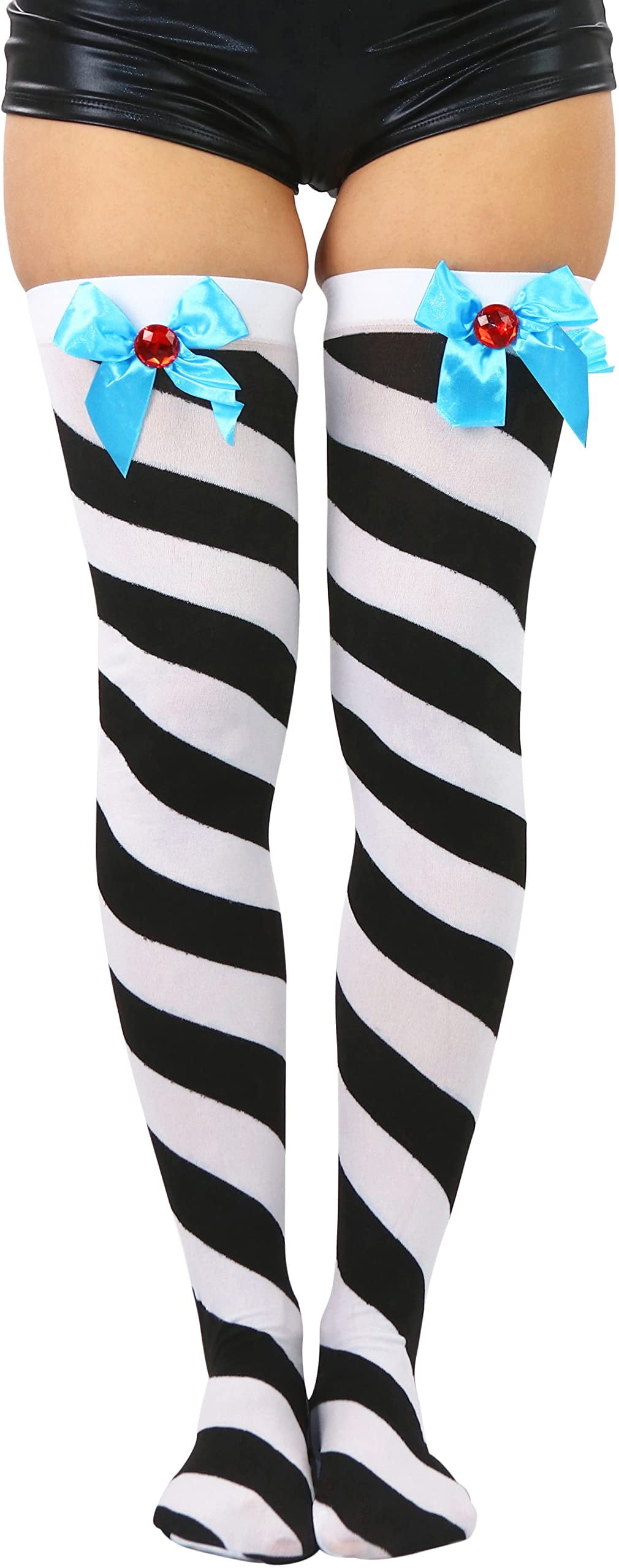 ToBeInStyle Women's Diagonal Striped w/ Bow Thigh High - As Shown - One ...