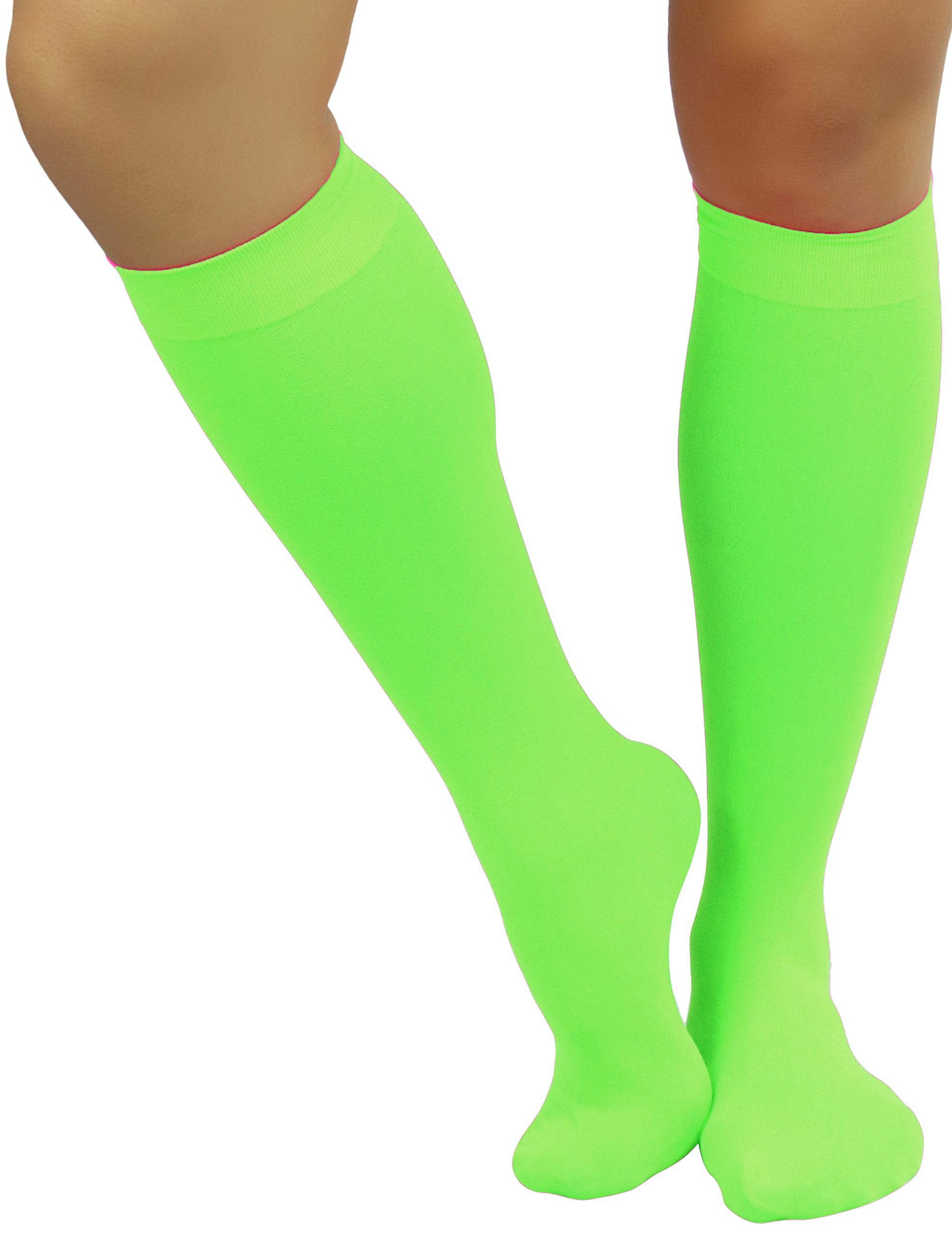 ToBeInStyle Women's Fashion Opaque Nylon Knee High Socks - Neon Green ...