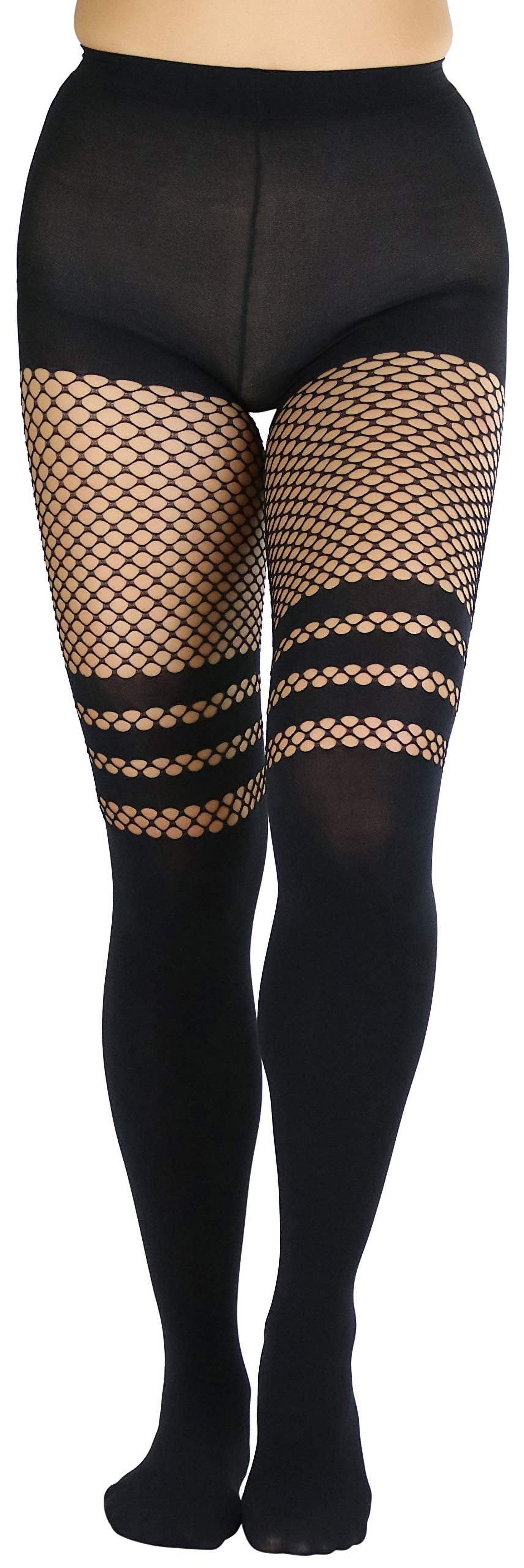 ToBeInStyle Women's Faux Thigh High Fishnet Combo Pantyhose - Black - Walmart.com