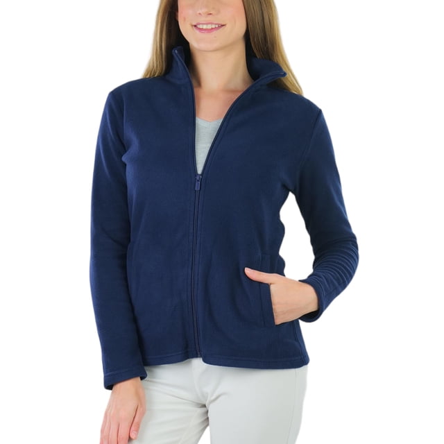 ToBeInStyle Women's High Collar Polar Fleece Long Sleeve Jacket - Navy ...