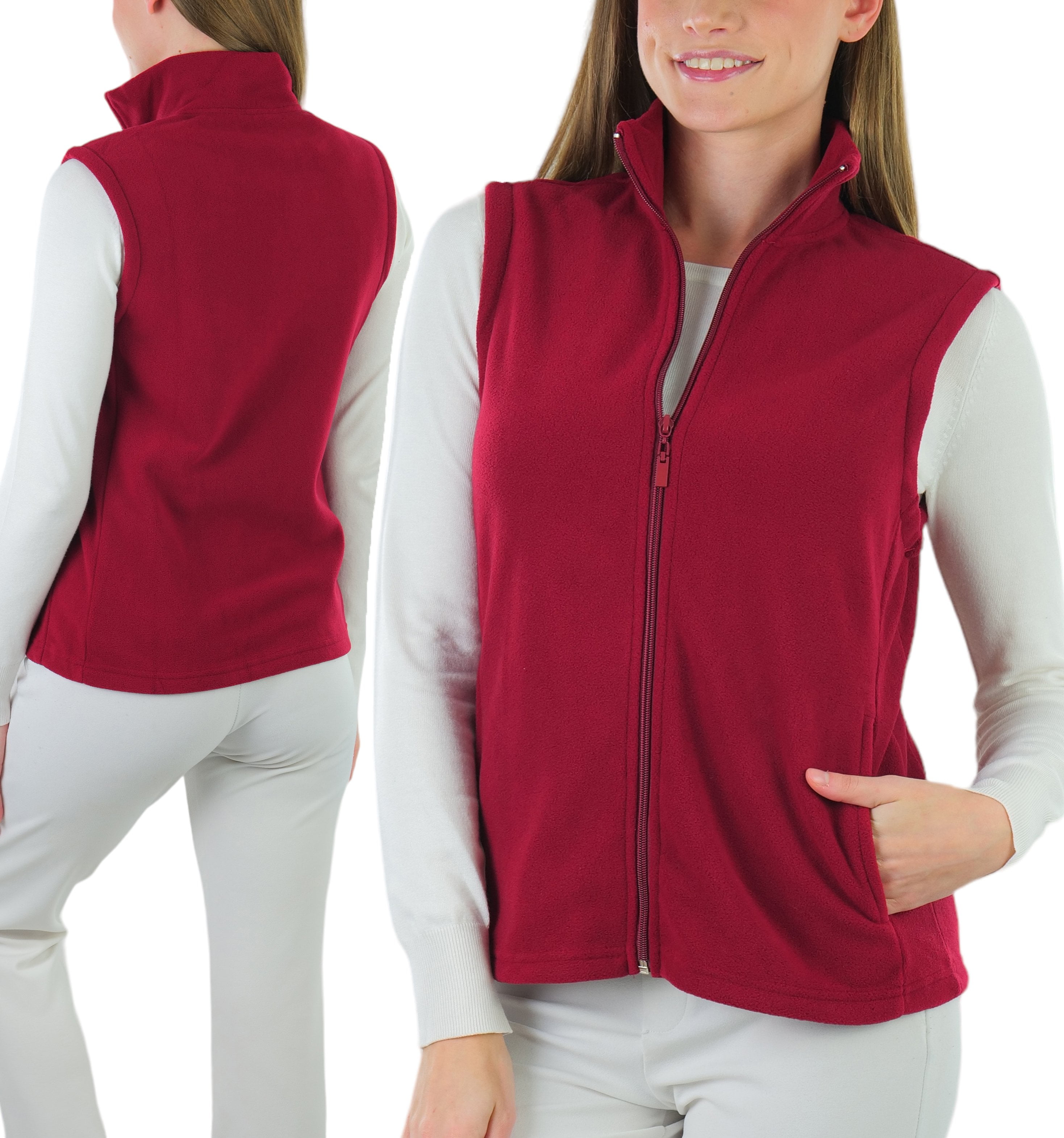 ToBeInStyle Women's High Collar Polar Fleece Sleeveless Jacket ...