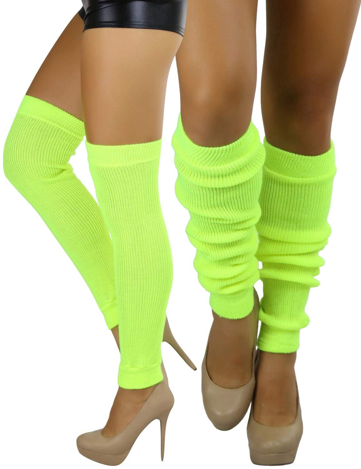 ToBeInStyle Women's Knit Long Iconic 80s Acrylic Leg Warmers - Neon ...