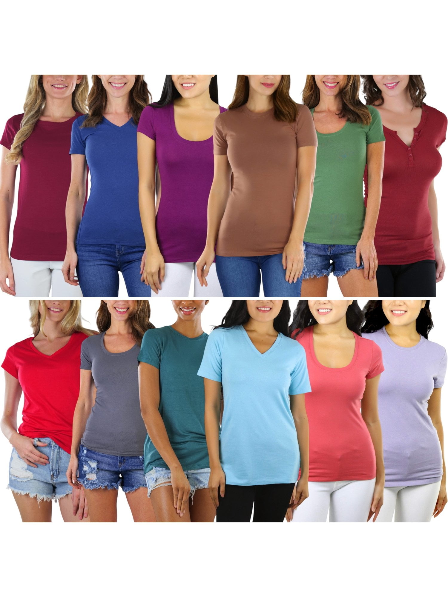 ToBeInStyle Women's Pack of 2 Randomly Assorted Short Sleeve T-Shirts ...