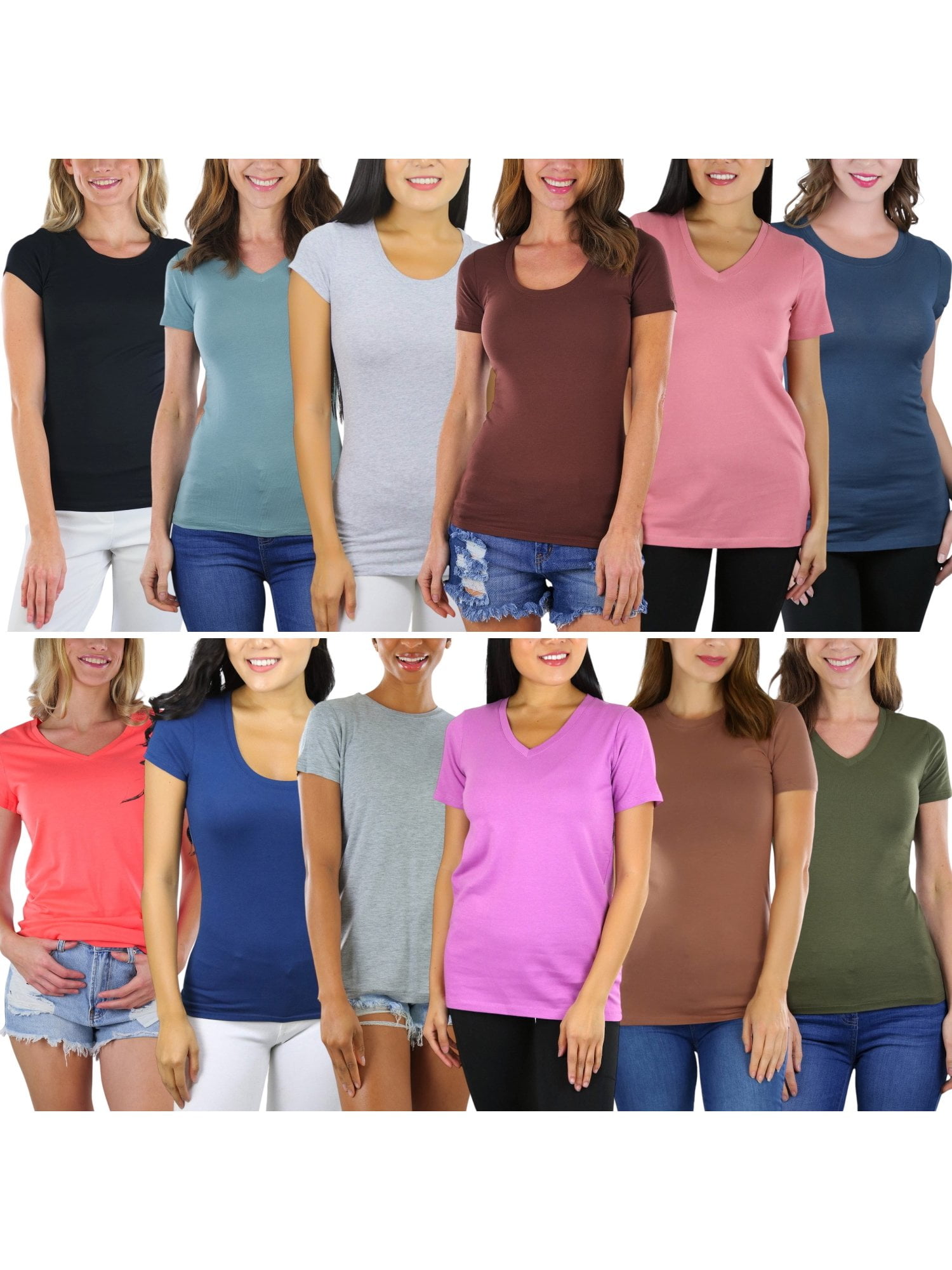 ToBeInStyle Women's Pack of 4 Randomly Assorted Short Sleeve T-Shirts ...