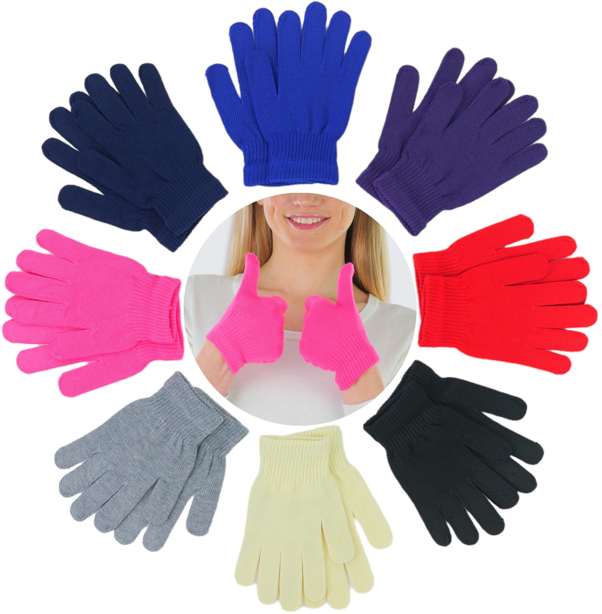 ToBeInStyle Women's Pack of 6 Assorted Polyester Magic Gloves - One ...