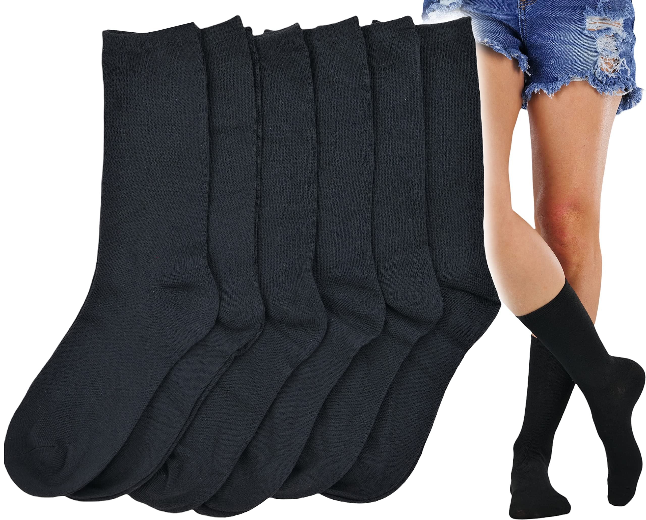 ToBeInStyle Women's Pack of 6 Fashion Printed Crew Sock - Black ...