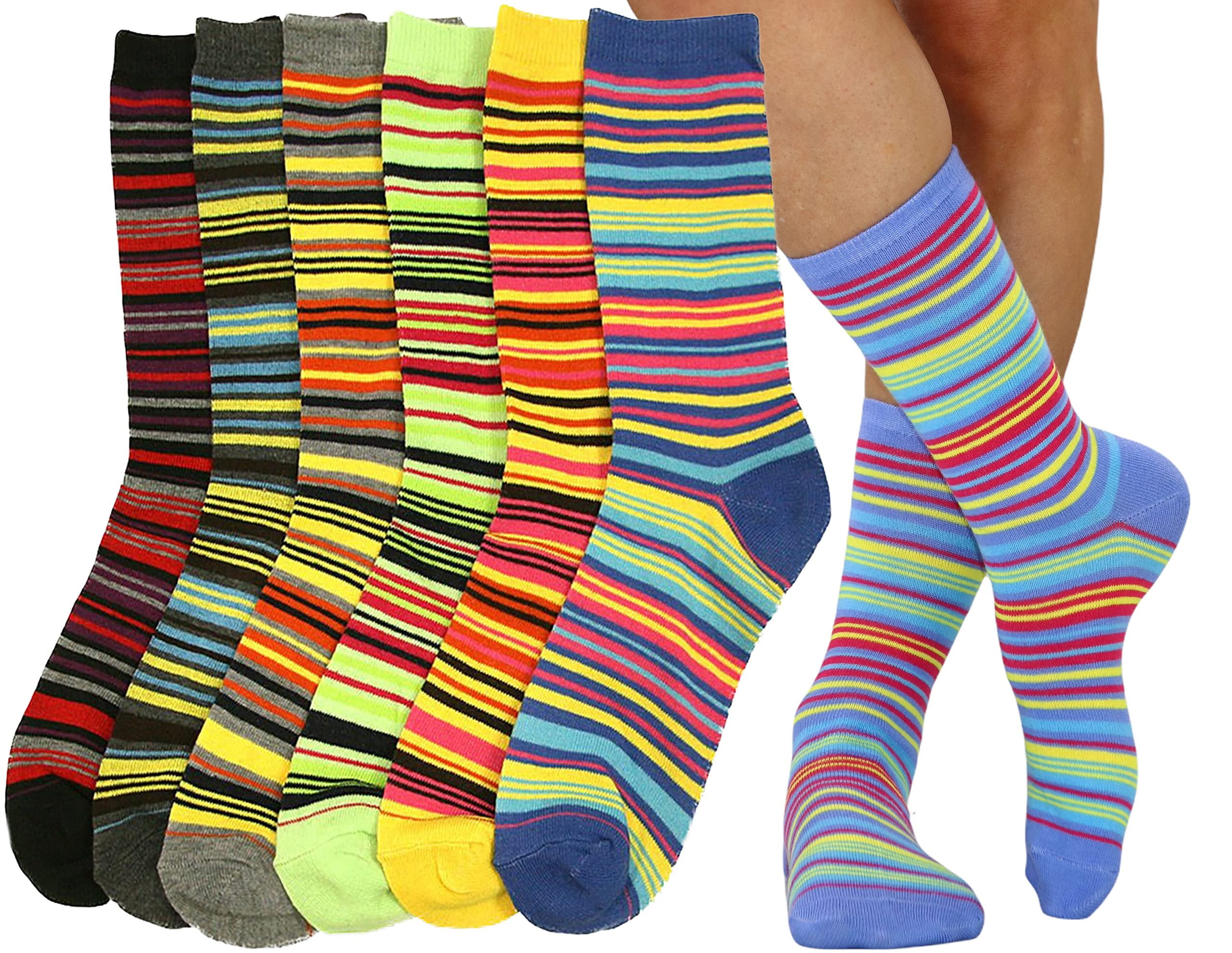 ToBeInStyle Women's Pack of 6 Fashion Printed Crew Sock - Bright ...