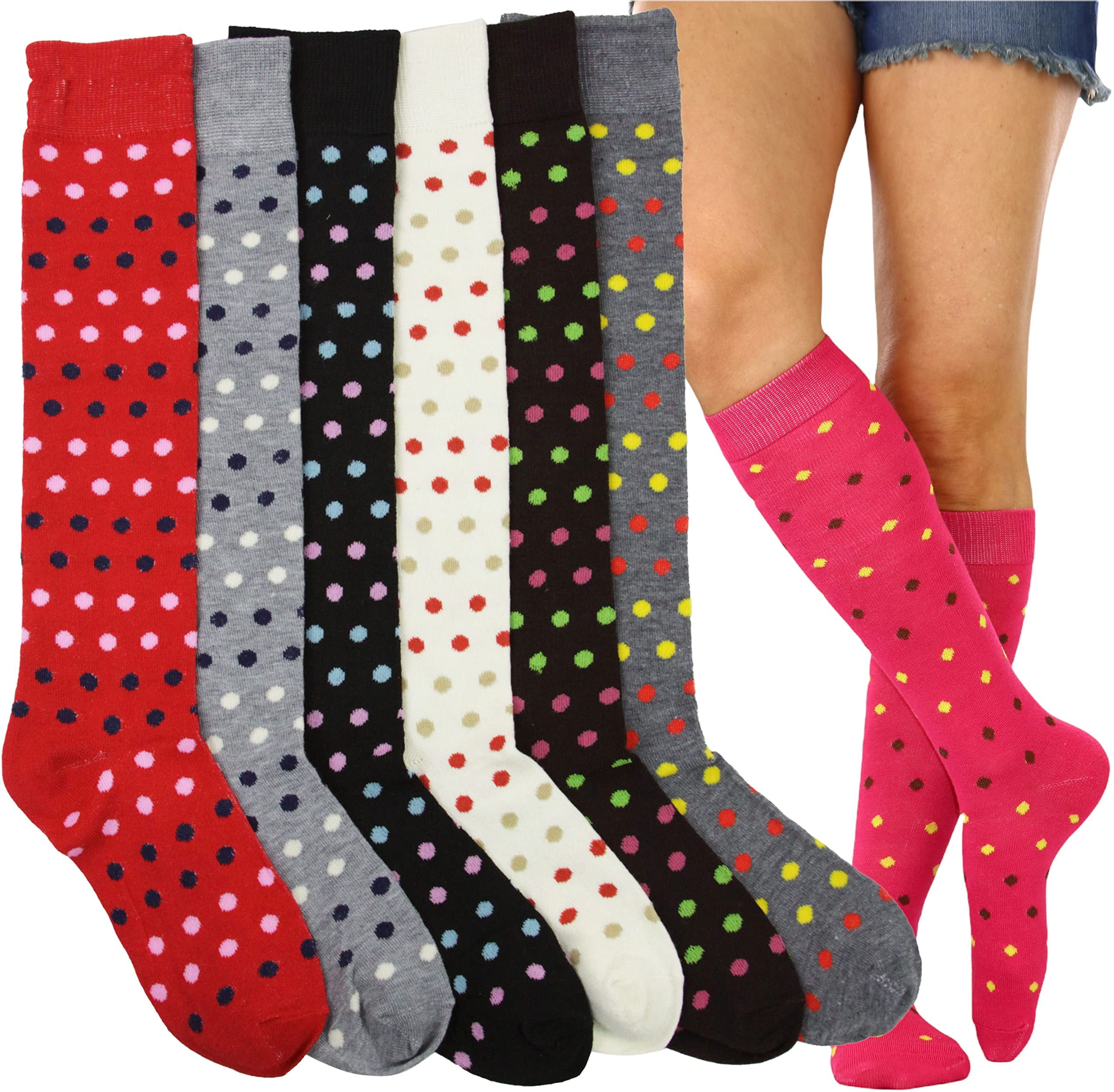 ToBeInStyle Women's 6 Pack Knee High Stockings - Comfortable, Colorful ...