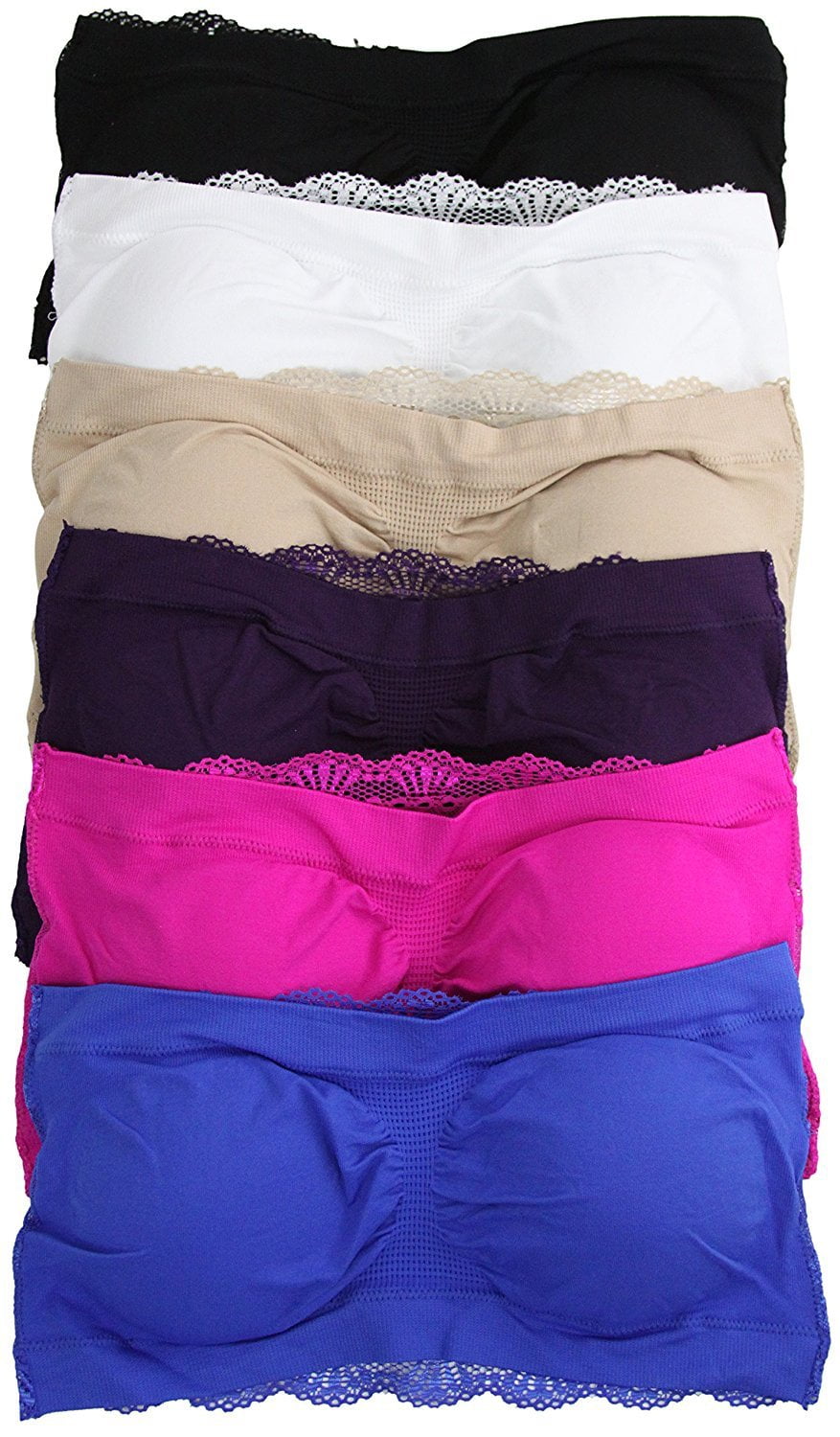 ToBeInStyle Women's Pack of 6 Microfiber Padded Bandeau Bras Floral ...